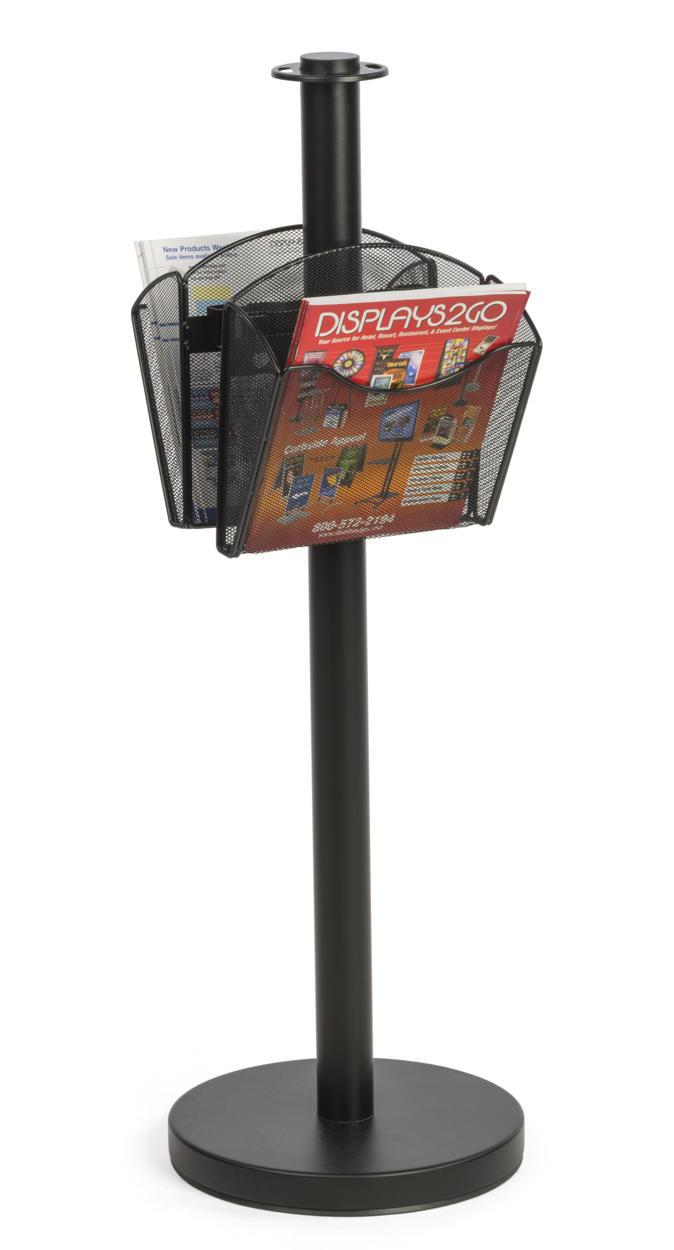 Stanchion Post with 2 Literature Pockets | Non-Marking Base | Displays2Go