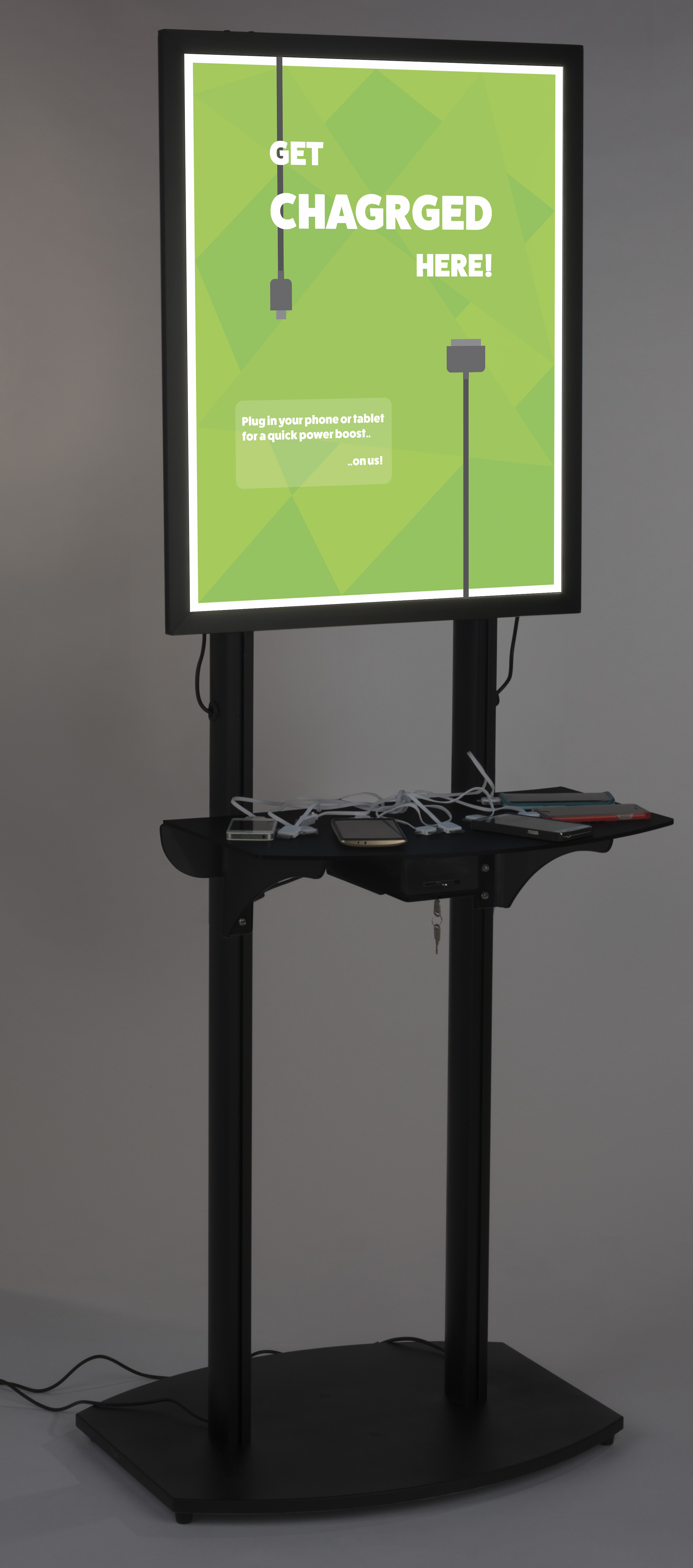 Illuminated Airport Charging Kiosk | 10 Device Capacity | Displays2Go