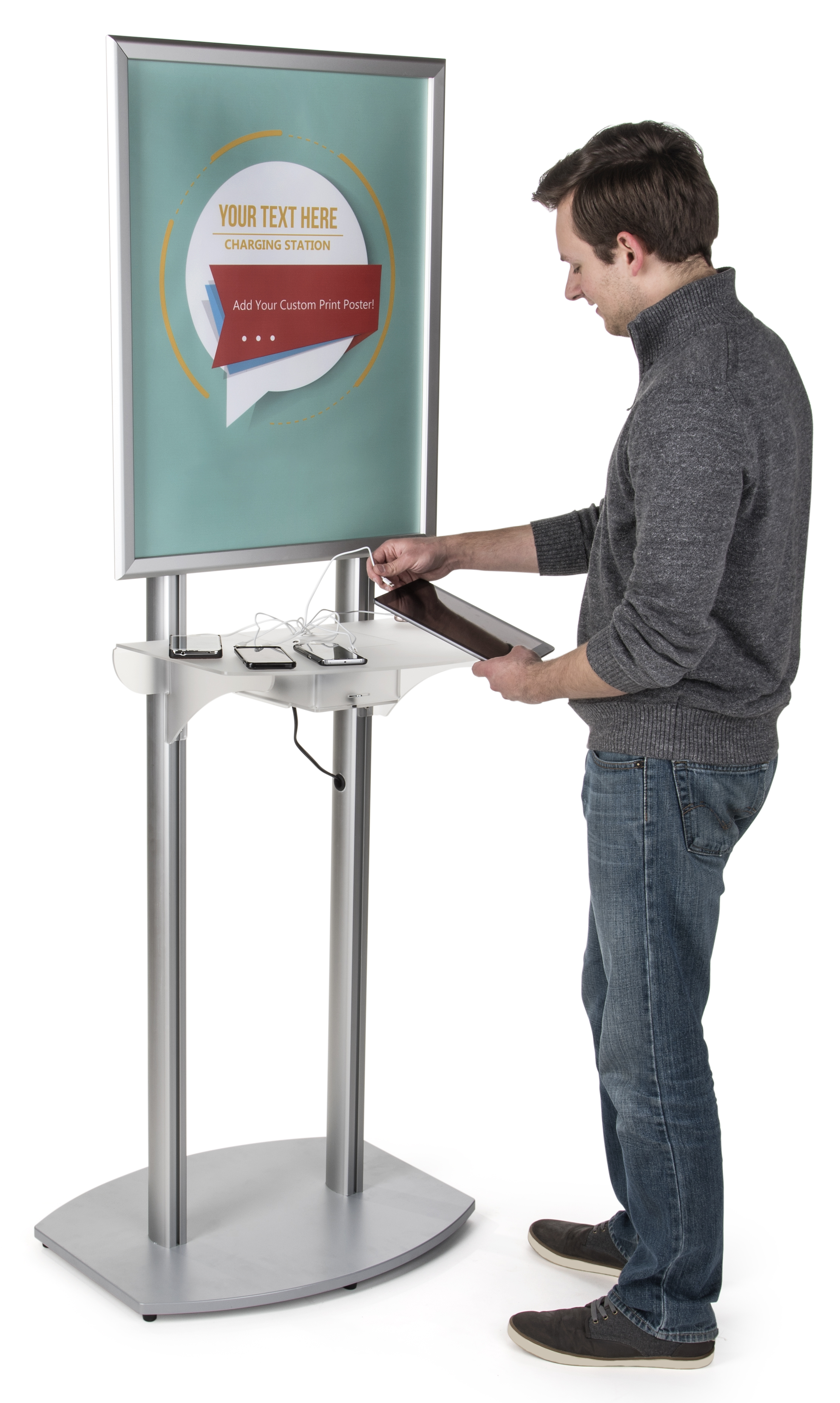 Poster Frame Charging Station | Lightning & Micro-USB Cables | Displays2Go