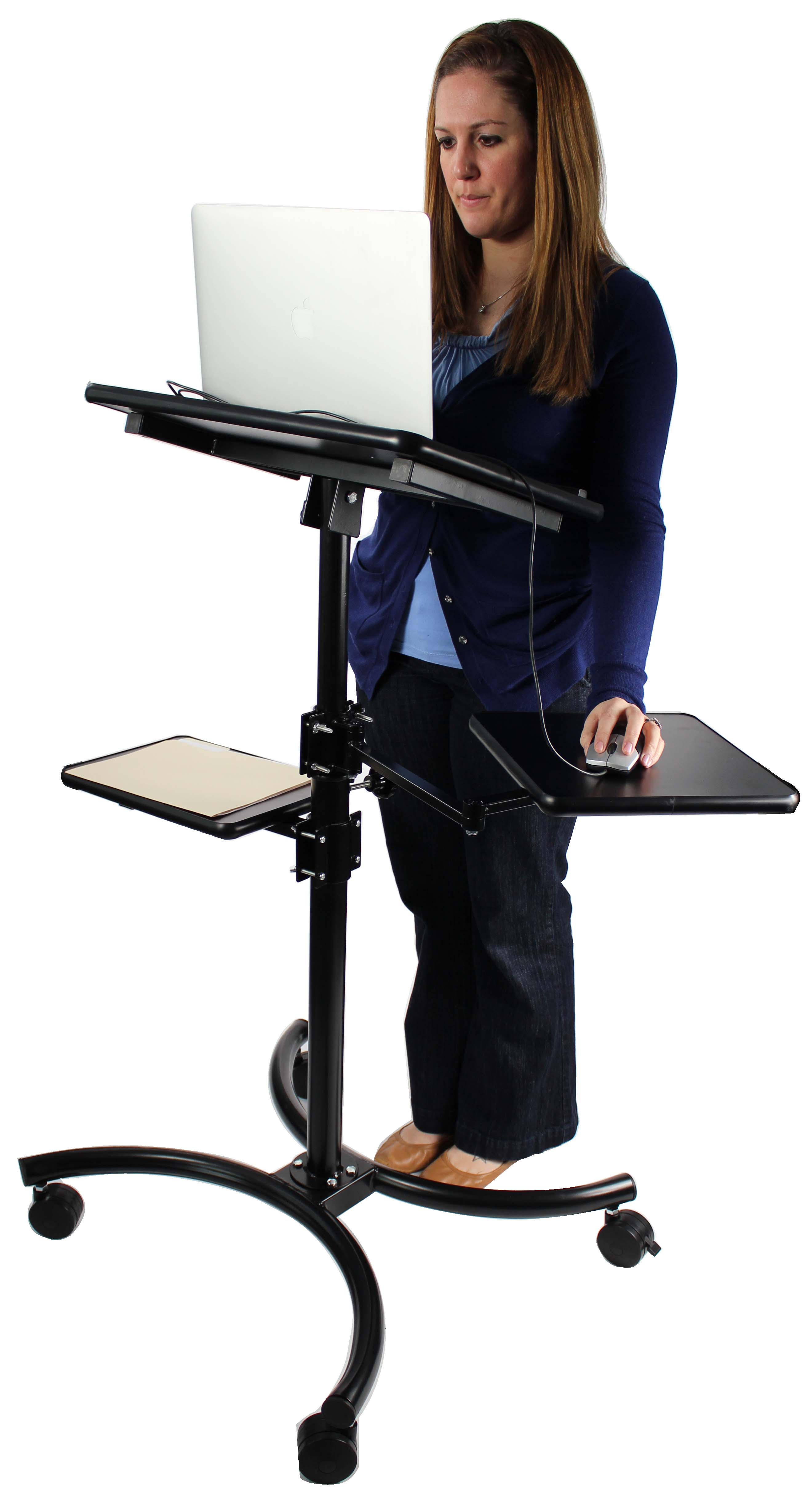 Notebook Stands | Height Adjustable Laptop Desk w/ 2 Shelves | Displays2Go