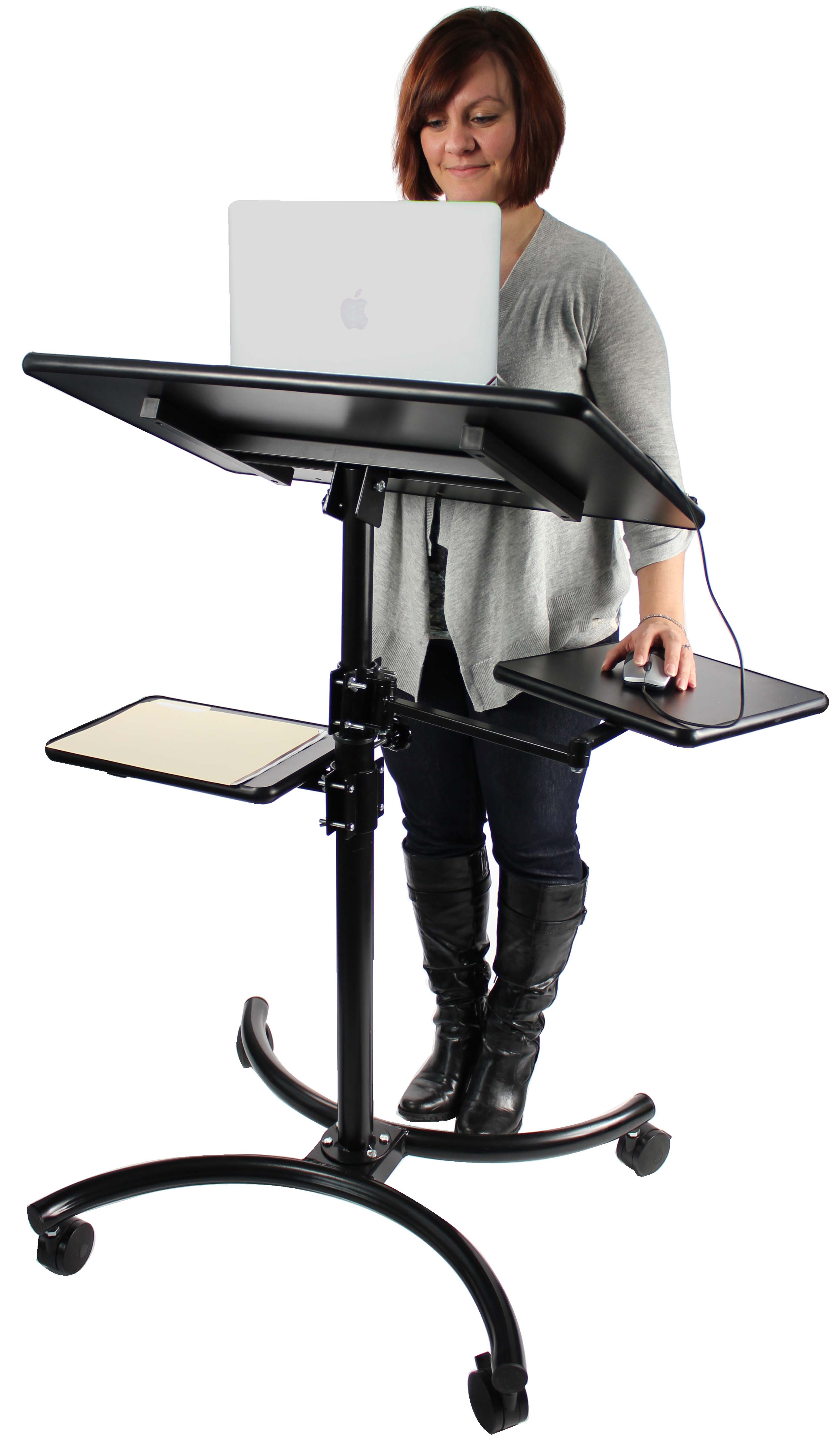 Black Notebook Laptop Stand | 2 Side Shelves & 28" Platform | Displays2Go
