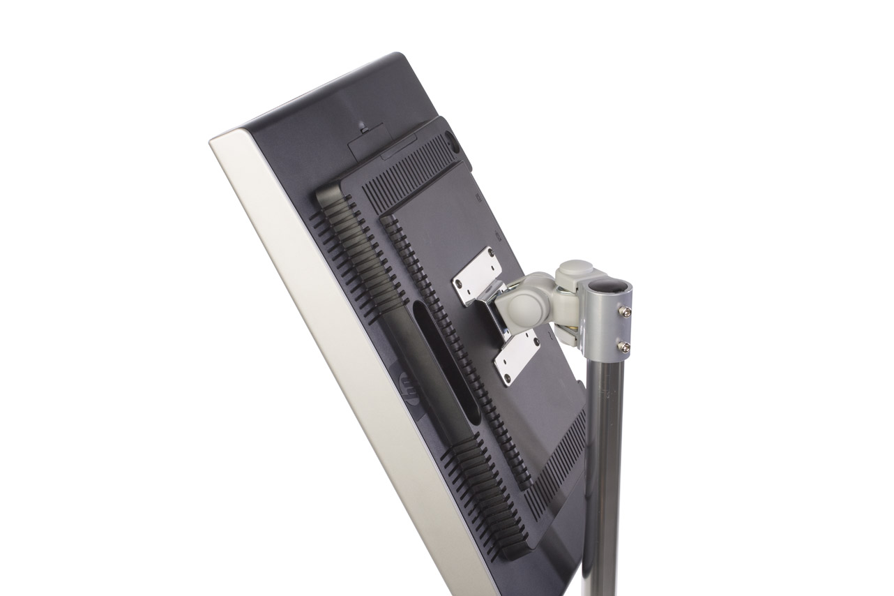 Mobile Monitor Stand - Silver Finish & Locking Casters | Displays2Go