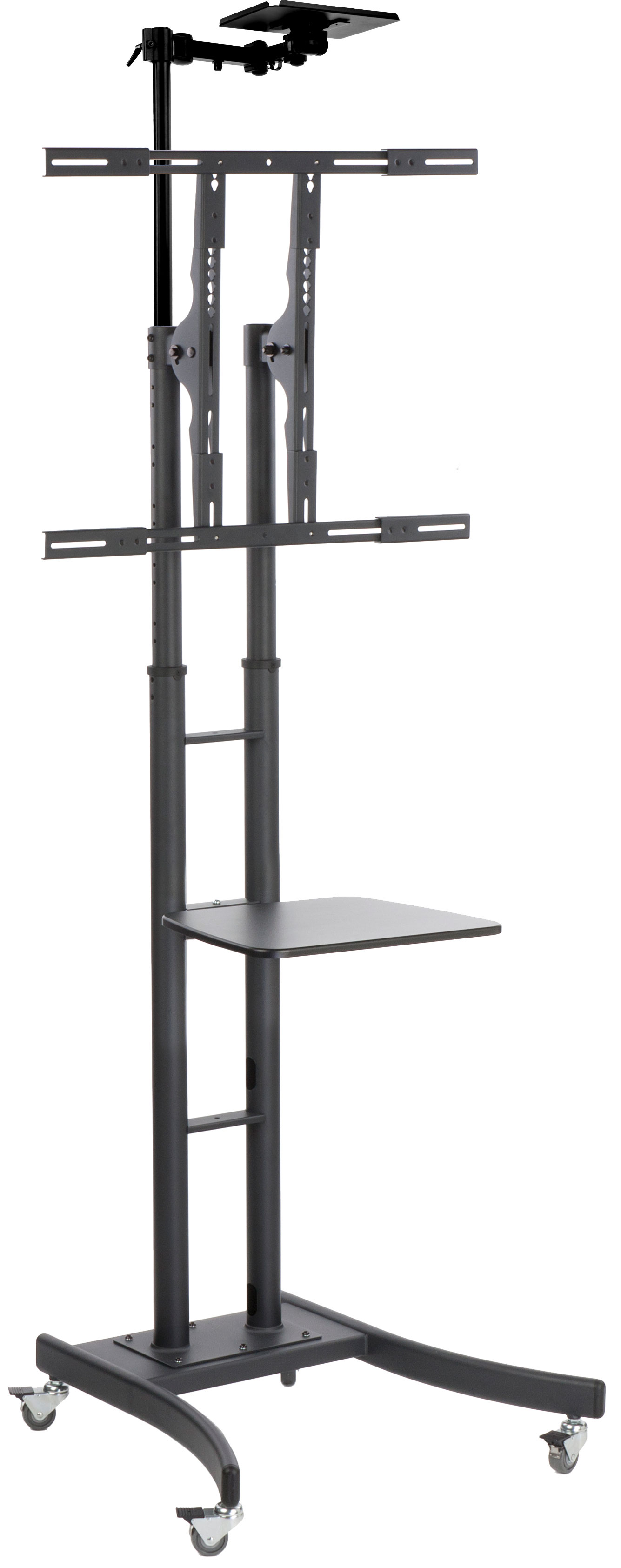 LCD Stand | Rolling Black Floor Rack with AV & Camera Shelf | Displays2go