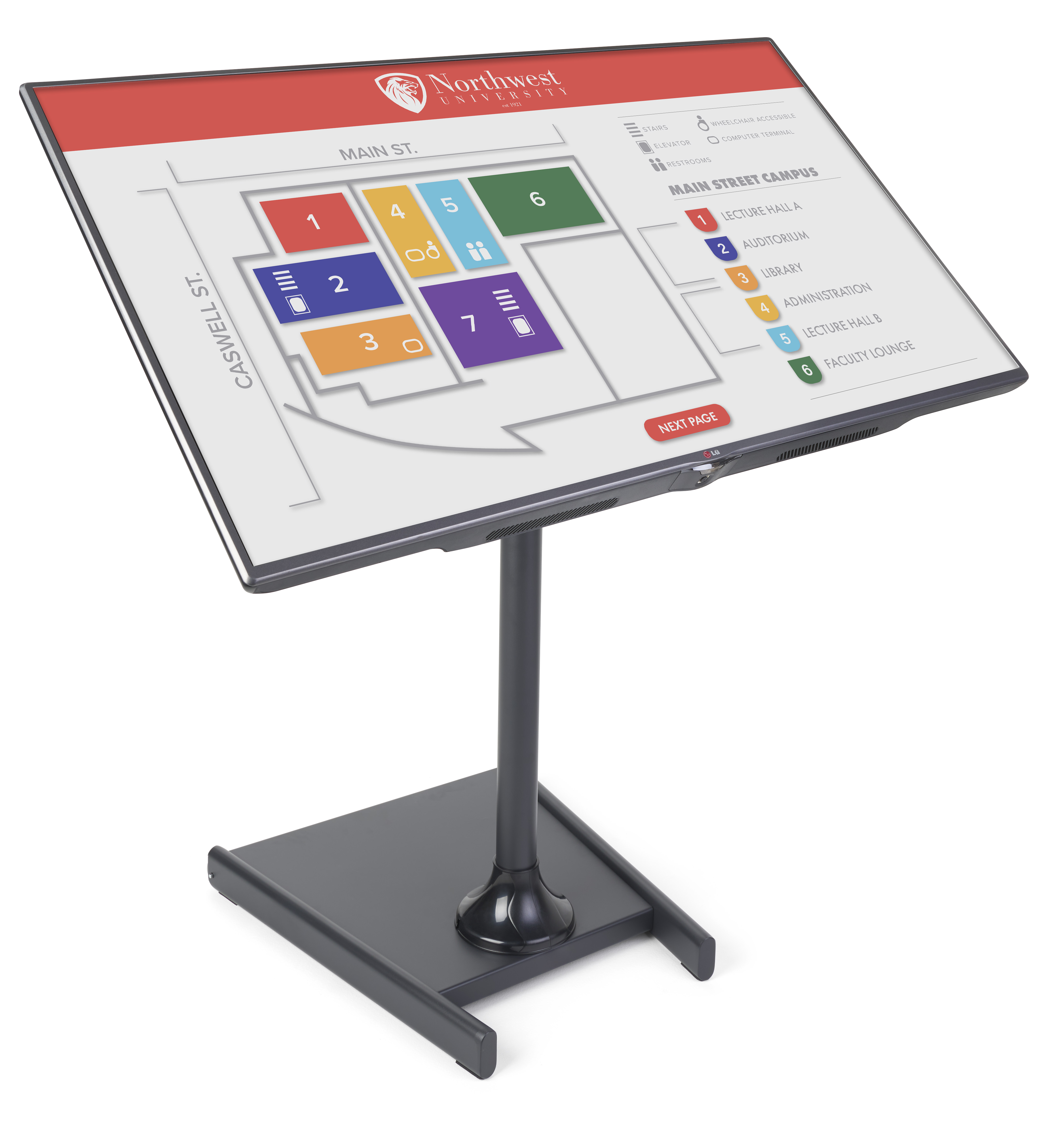 Digital Lobby Kiosk Stand - Weighted Base & Black Stand | Displays2Go