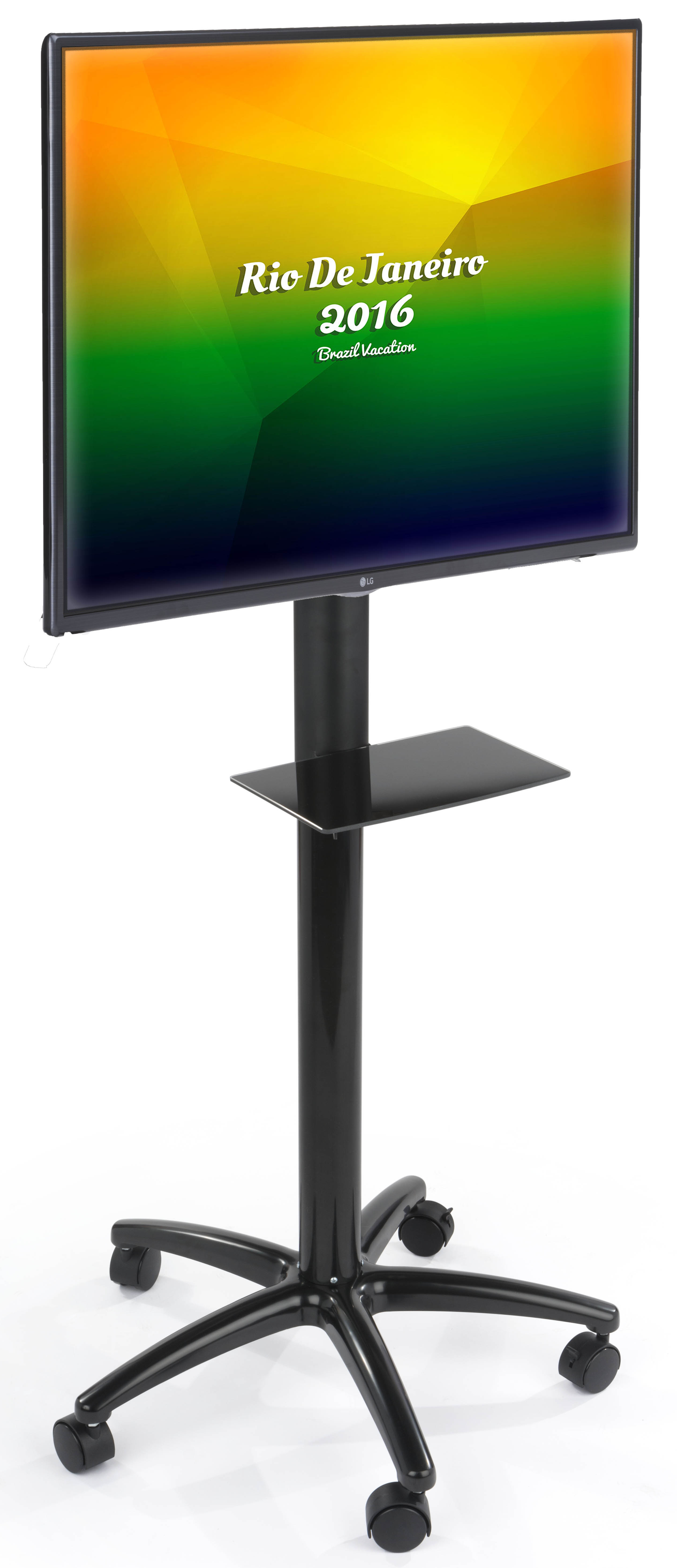 Single Pole TV Stand | Height Adjustable with Locking Casters | Displays2Go