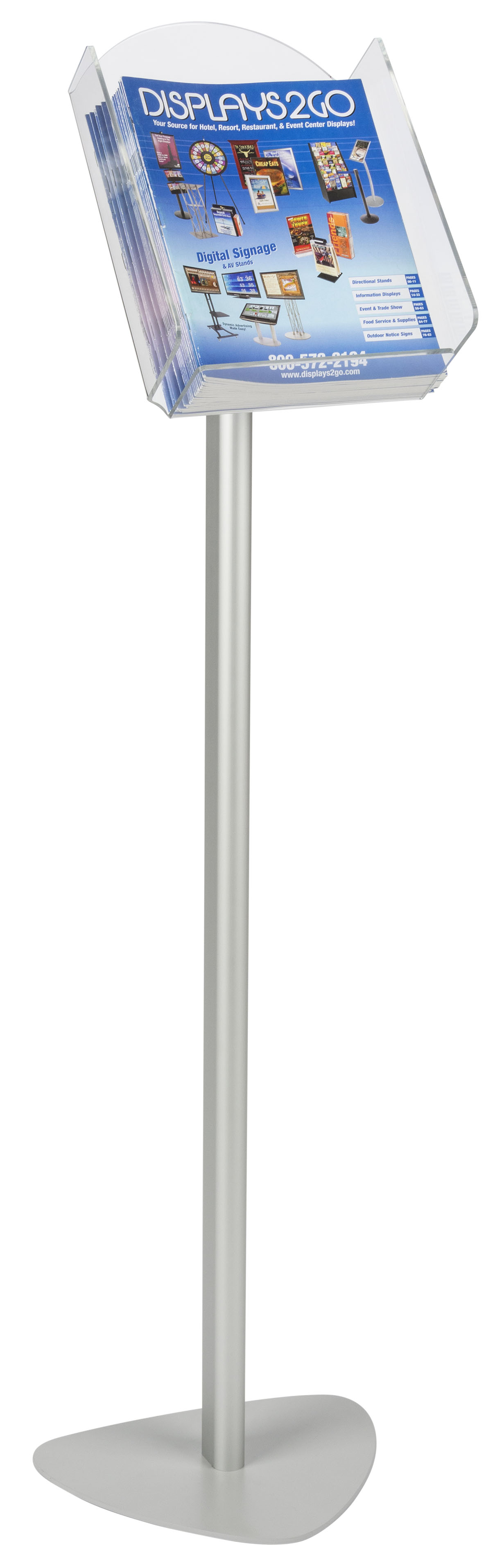 Lobby Magazine Stand | Silver Aluminum Post & Base | Displays2Go