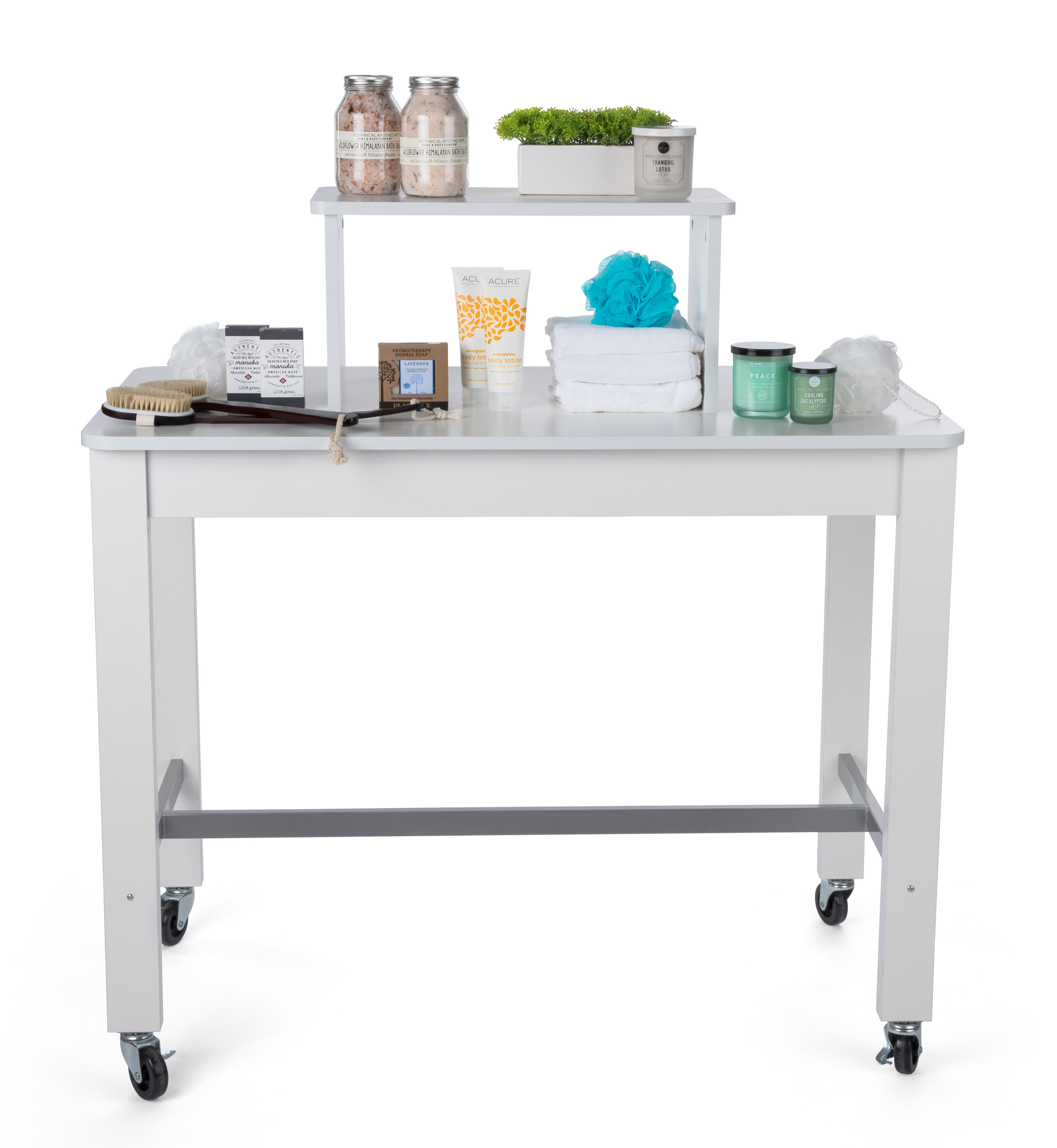 2-Tier White Nesting Display Table | Raised Topper | Displays2Go
