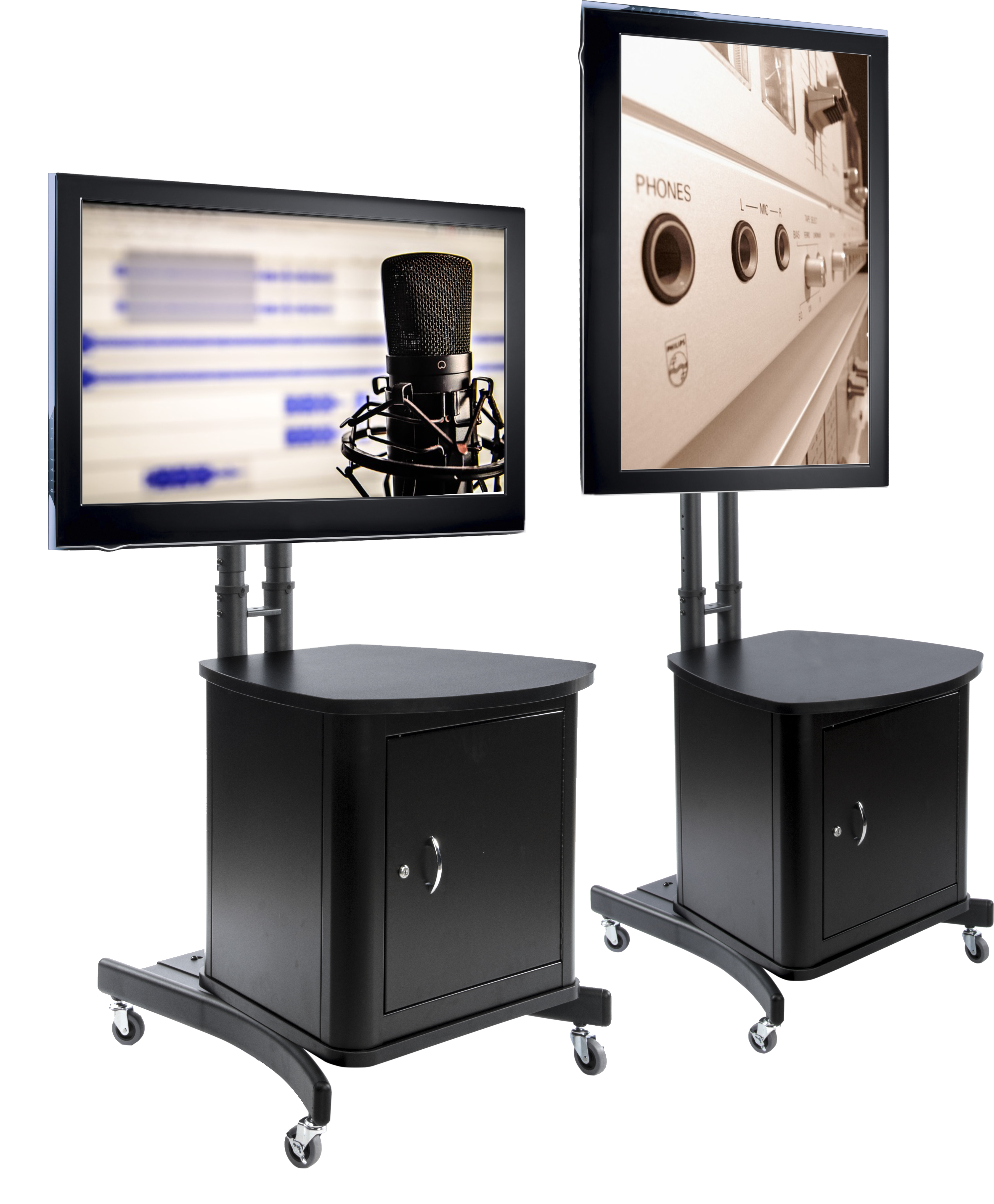 TV Stand with Locking Cabinet | Holds (1) 32” to 65” Screen | Displays2Go