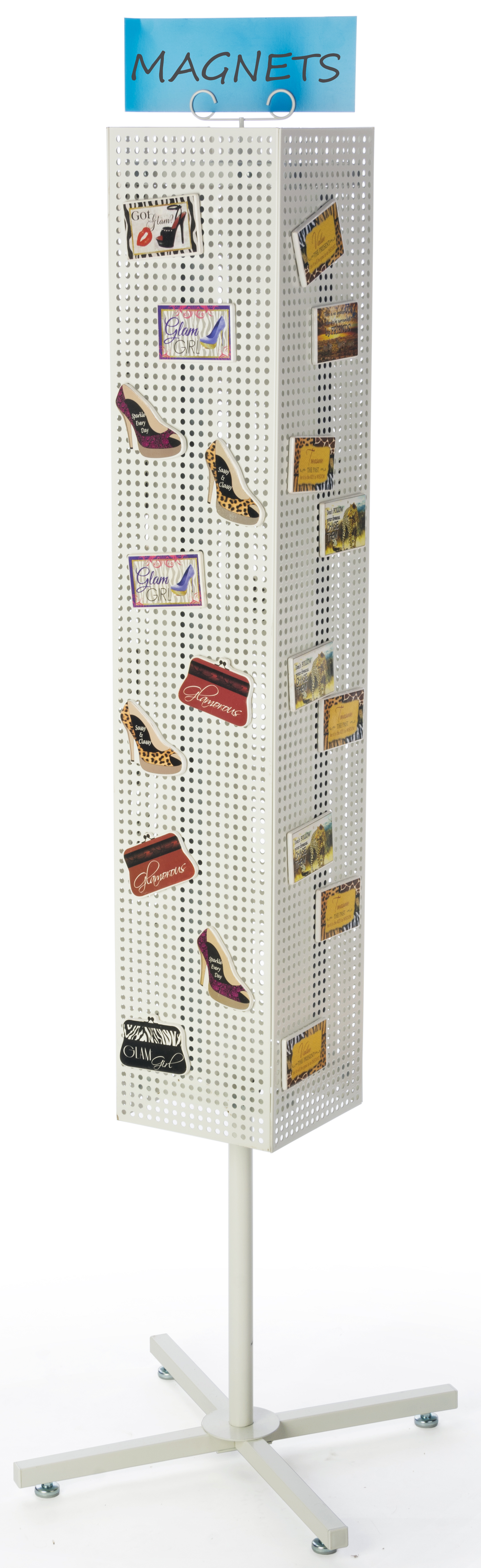 White Pegboard Display Rack | Rotating | Displays2Go
