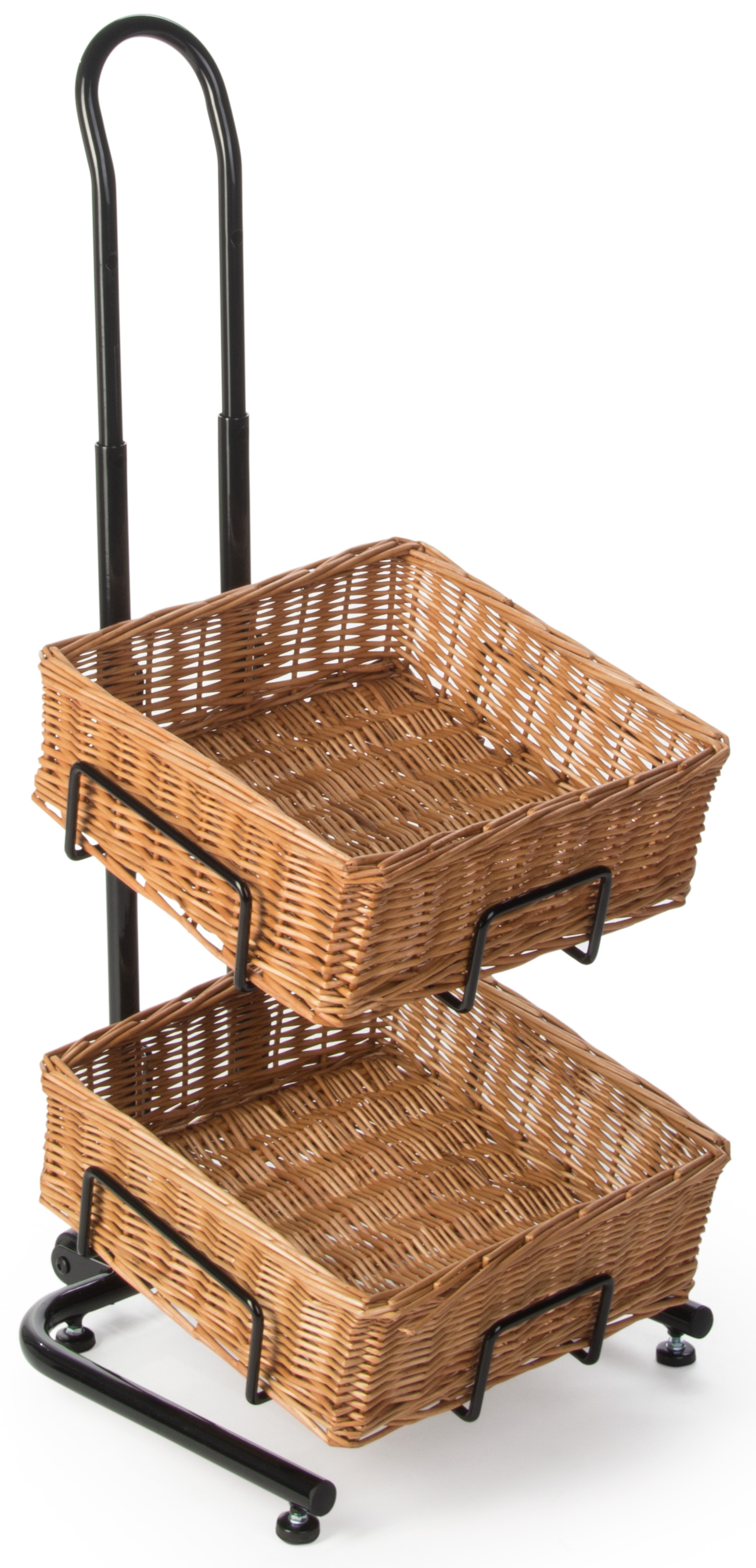 2 Tier Square Basket Stand | Built-In Wheels | Displays2Go