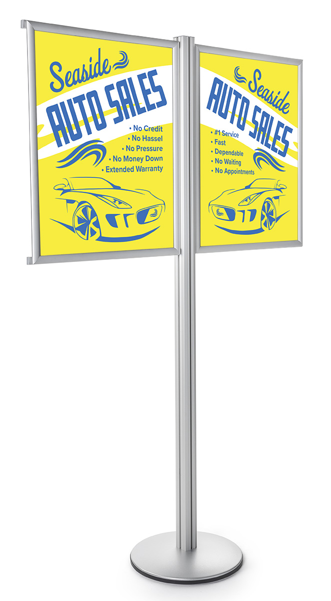 Dual Poster Fixed Post Display Stand | Holds (2) 22 x 28 Graphics ...