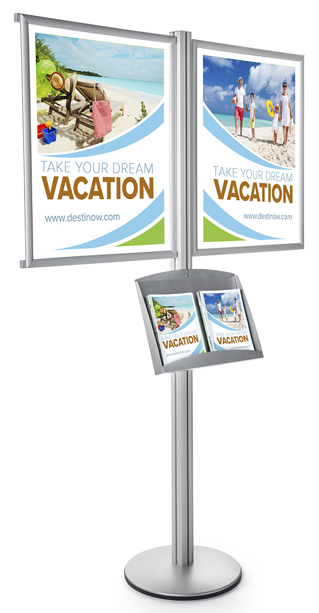 Poster Snap Frame Floor Post Literature Stand | 22” x 28” Graphic ...
