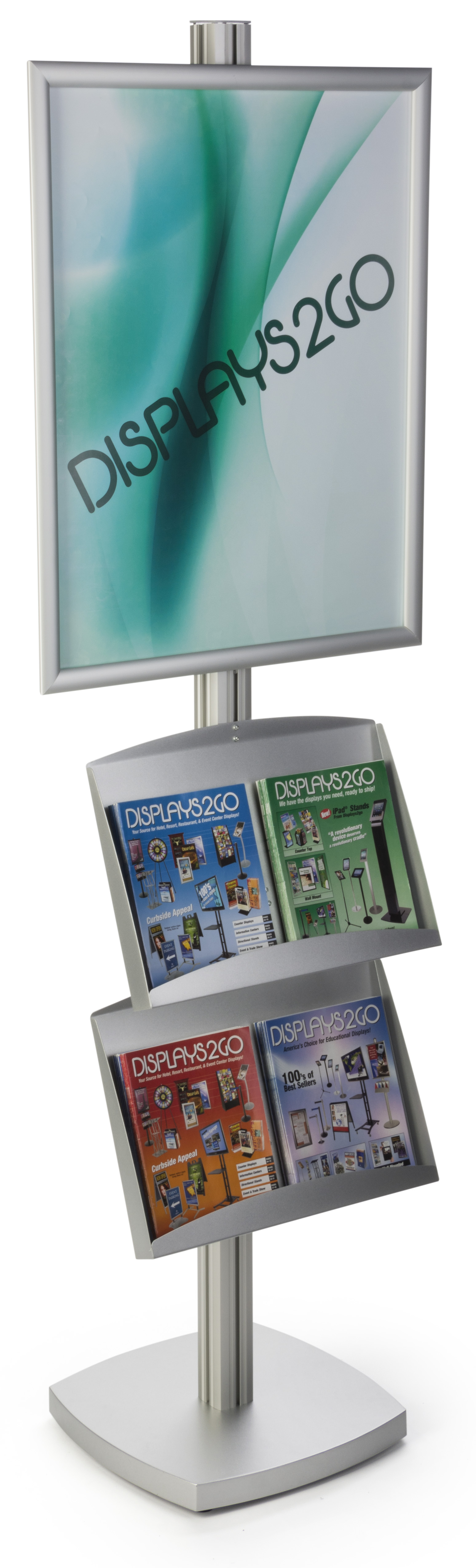 22x28 Metal Poster Stand with 2 Literature Shelves | Multi-Pocket ...
