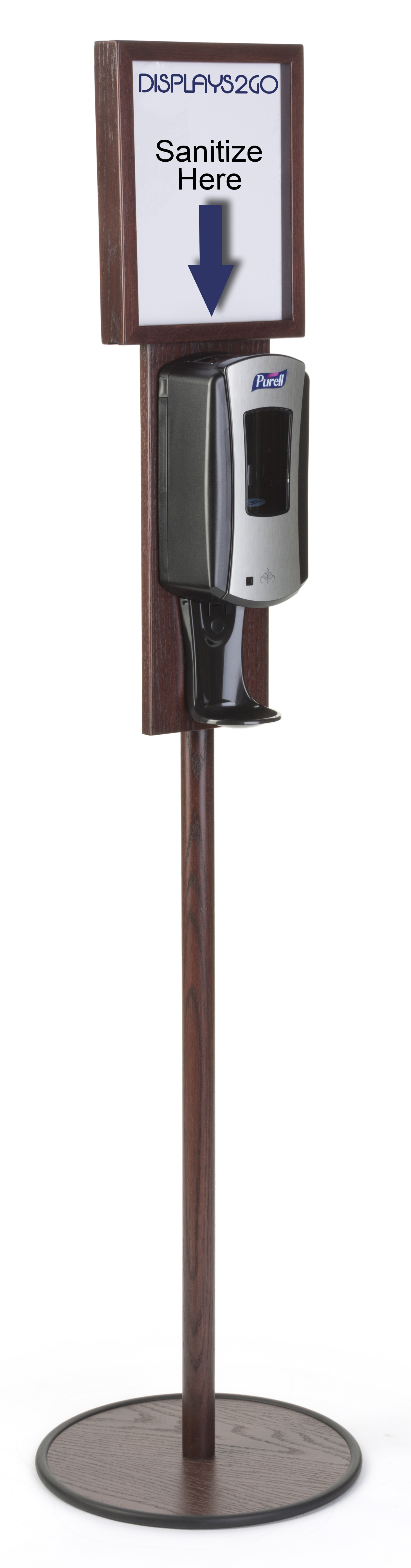 Floor Standing Purell® Dispenser with 8.5” x 11”Sign Holder | Displays2Go