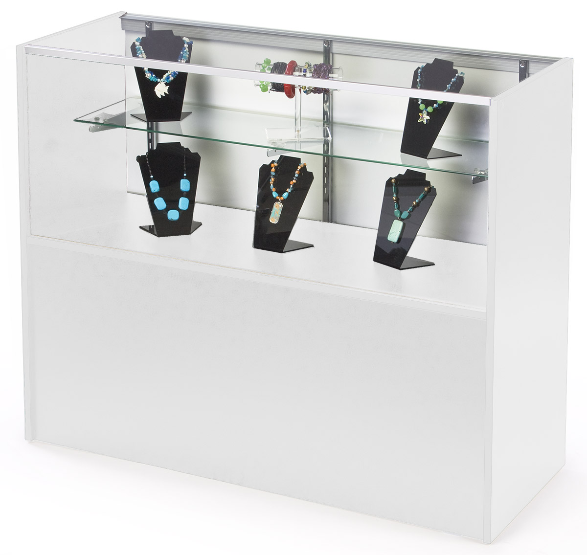 4' White Display Case | Sliding Doors on Back Side | Displays2Go