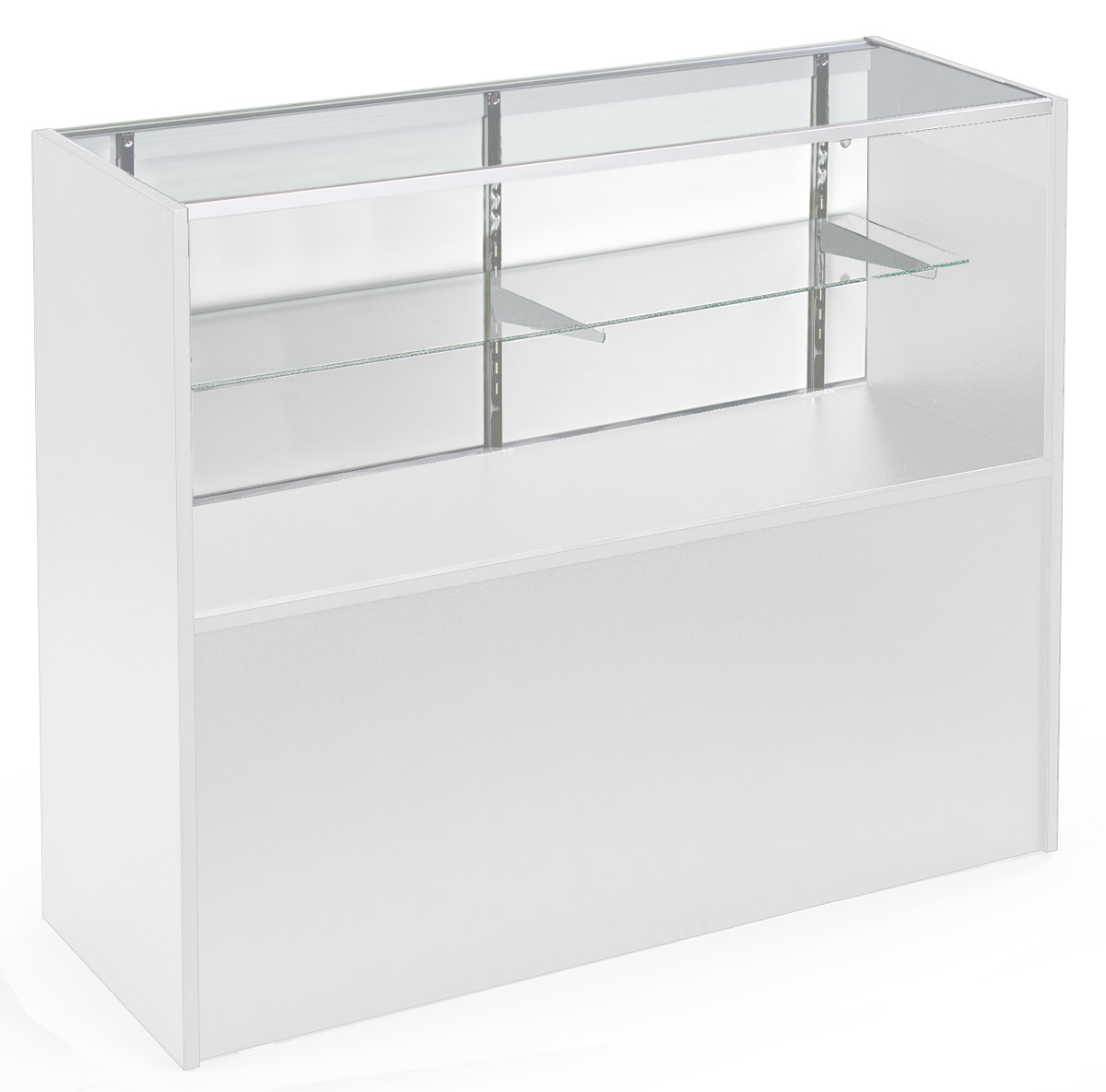 4' White Display Case | Sliding Doors on Back Side | Displays2Go