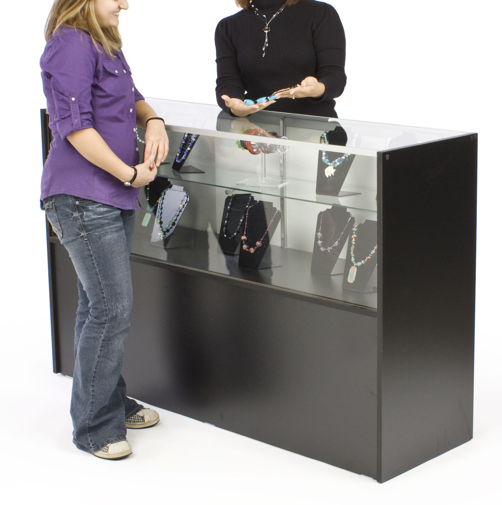 Display Case | Adjustable Glass Shelves w/ Sliding Doors | Displays2Go