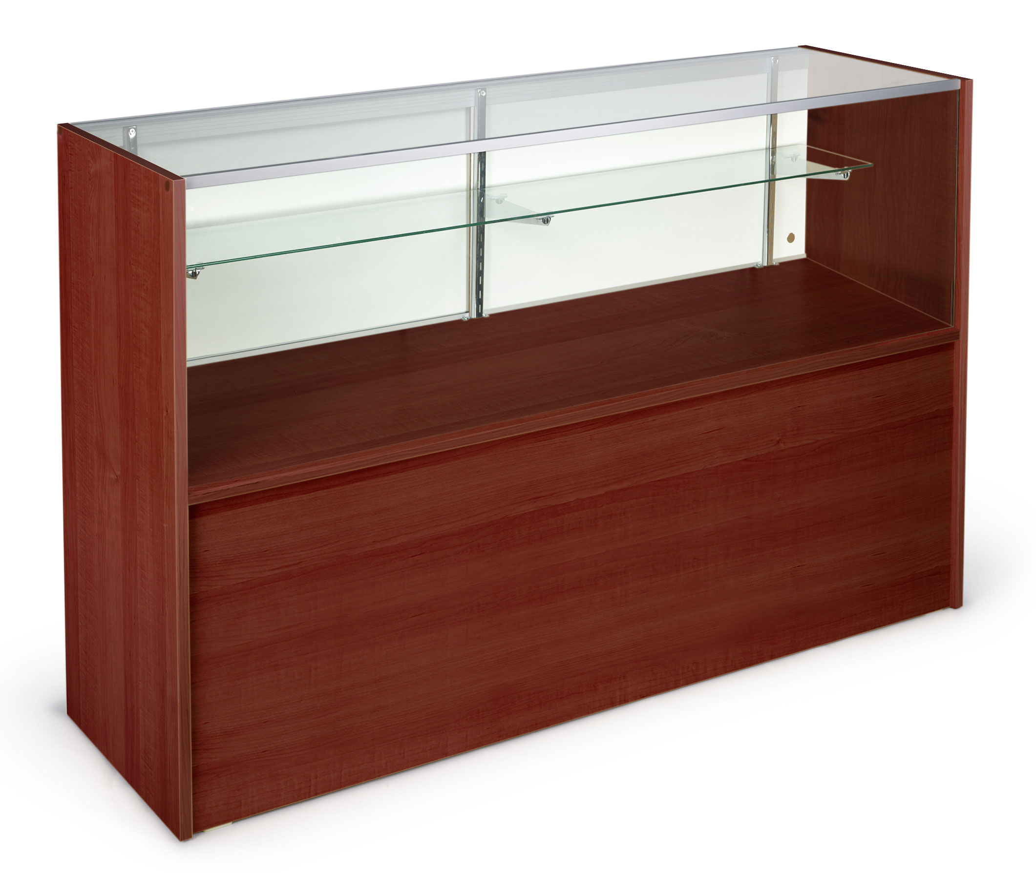 Cherry Melamine Counter Showcases | Half Vision Display | Displays2Go