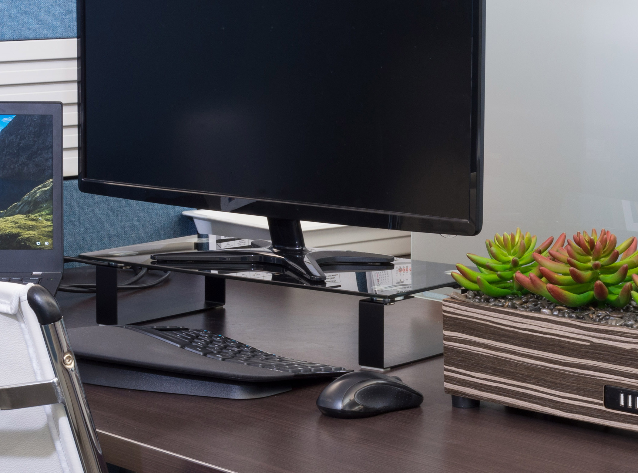 Block Leg Monitor Desktop Riser | Steel Legs | Displays2Go
