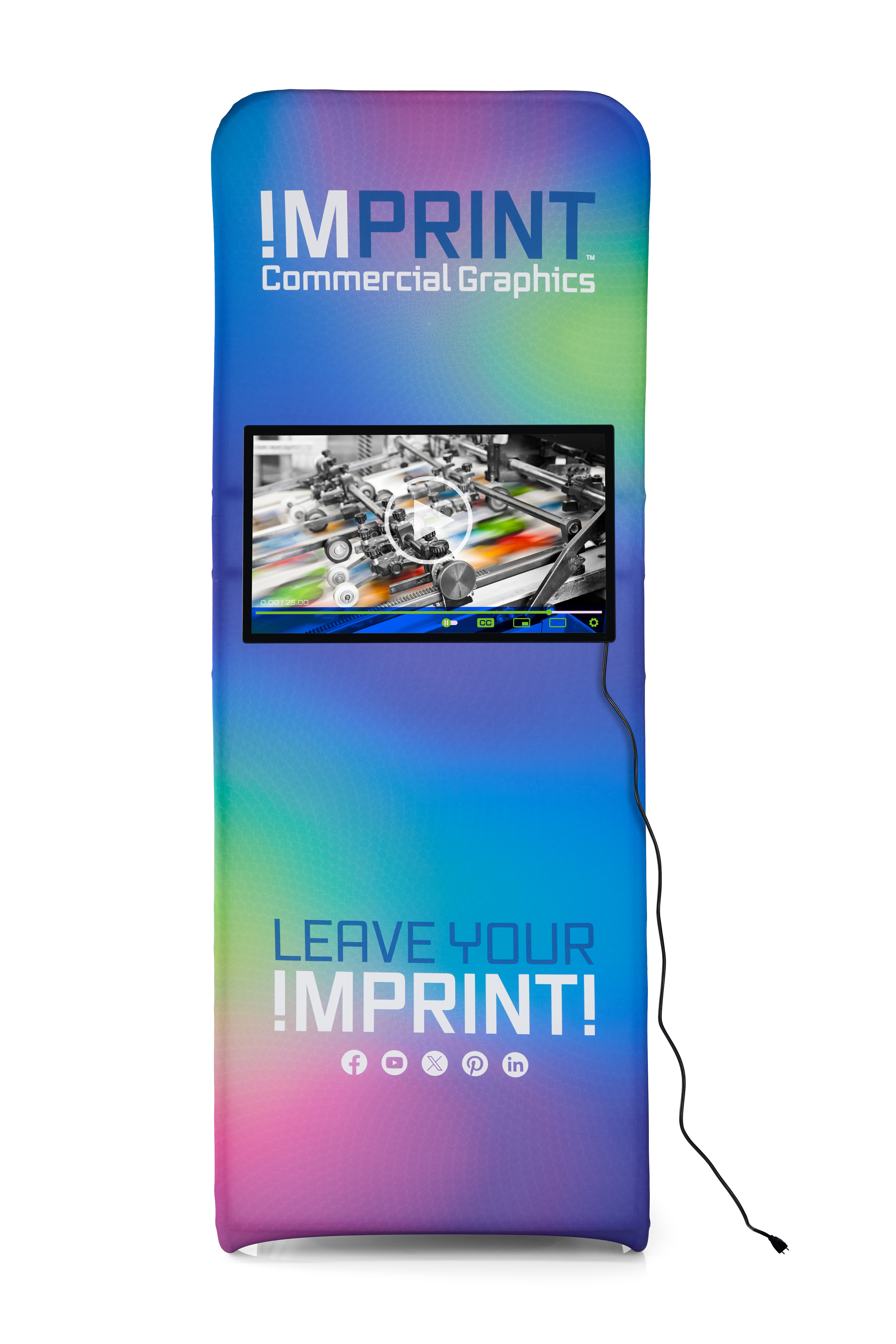 Custom Tension Fabric TV Stand | Full Color Custom Graphics | Displays2Go