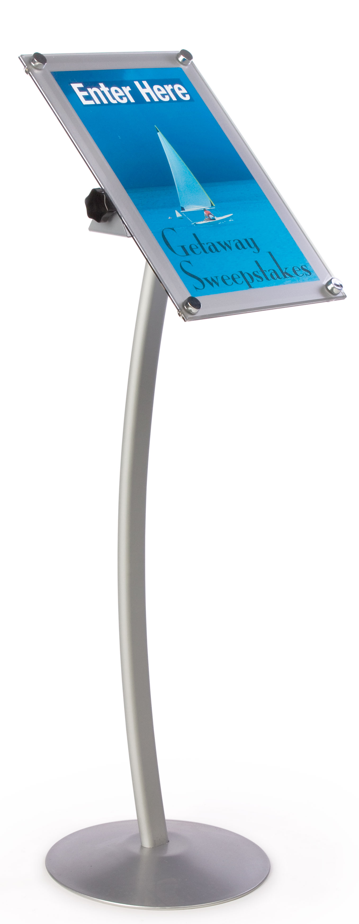 11 x 17 Sign Displays | Silver Curved Pole w/ Acrylic Frame | Displays2go