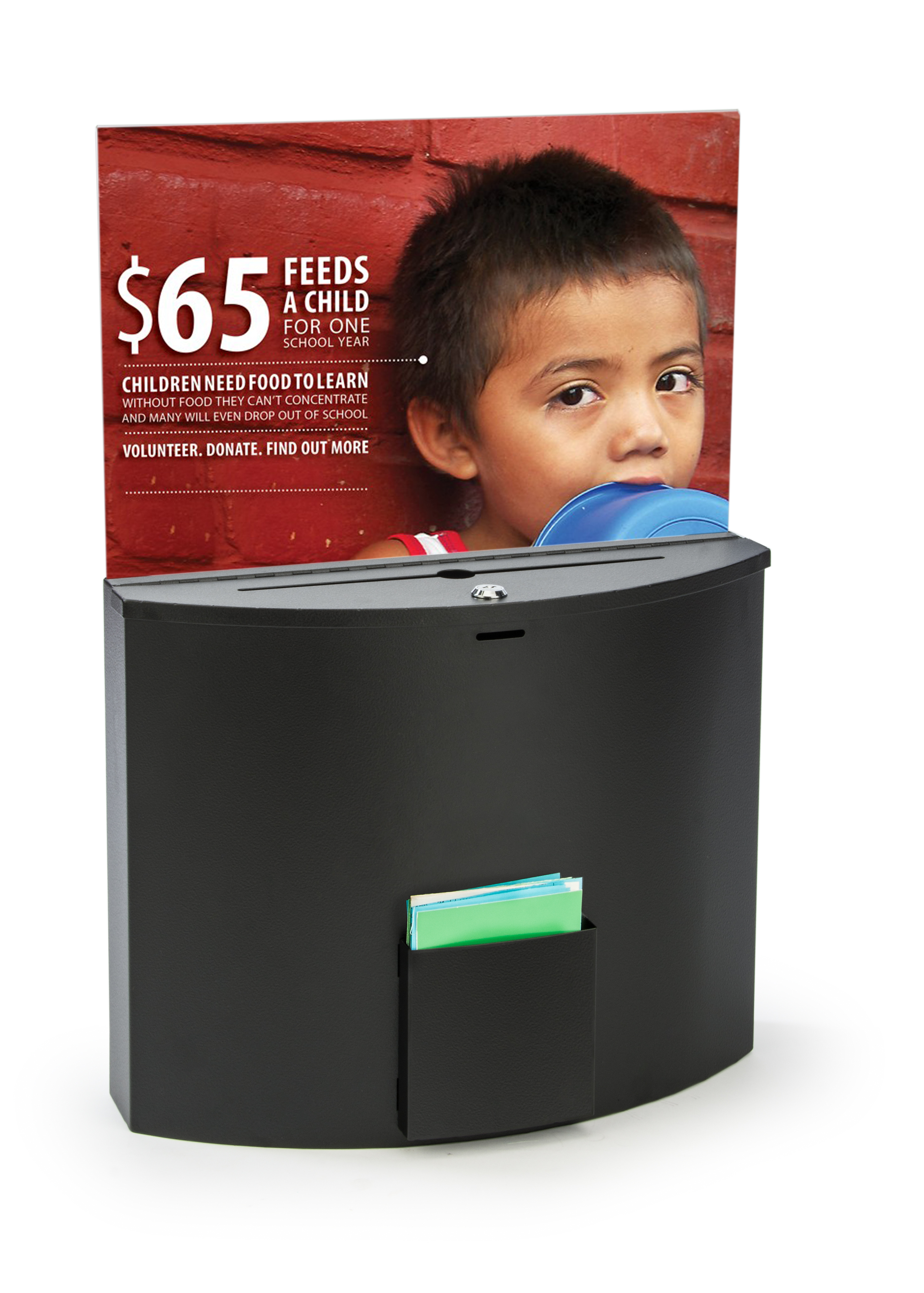 Black Curved Front Ballot Box | Wall Mounting or Countertop | Displays2Go