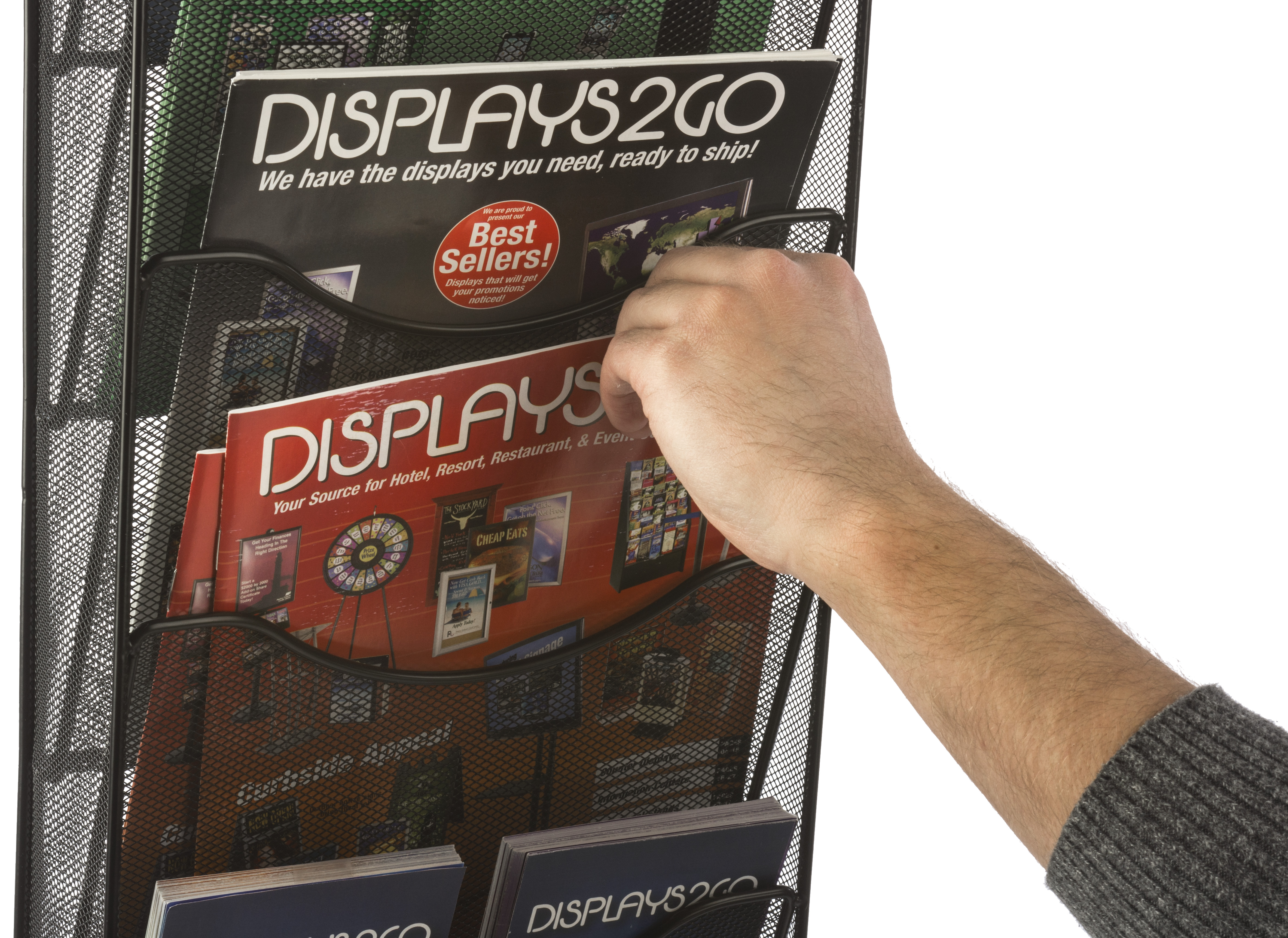 Mesh Wall Magazine Rack | Single & Multi-Tiered Pockets | Displays2Go