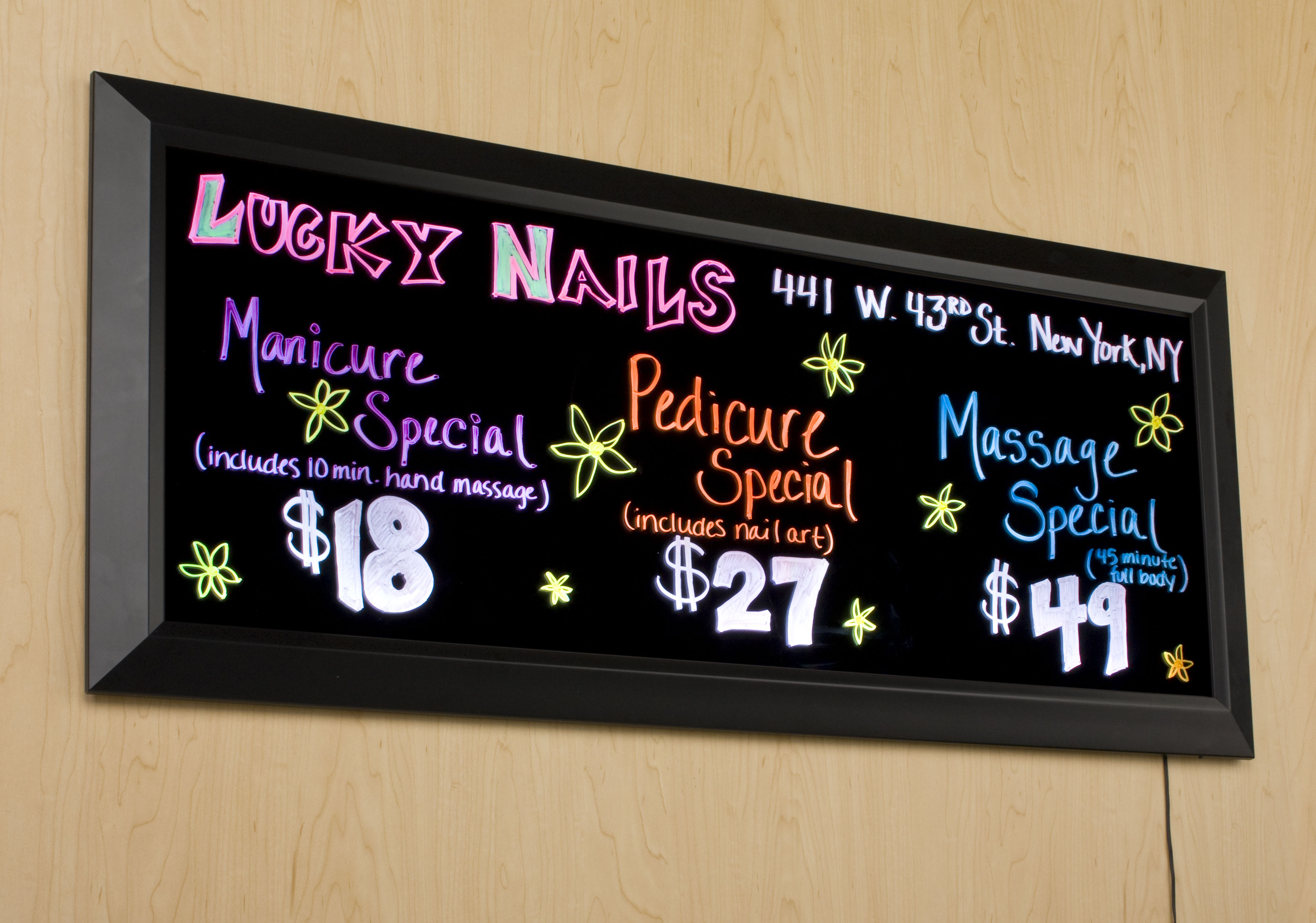 Neon Message Board | Illuminated Tall Sign With Neon Markers | Displays2Go
