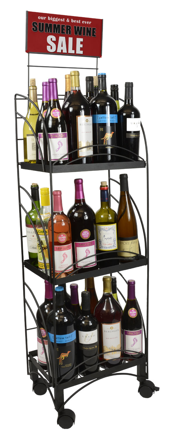 Metal POP Display Rack | 14" w/ Metal Shelving, Wheels & Header ...