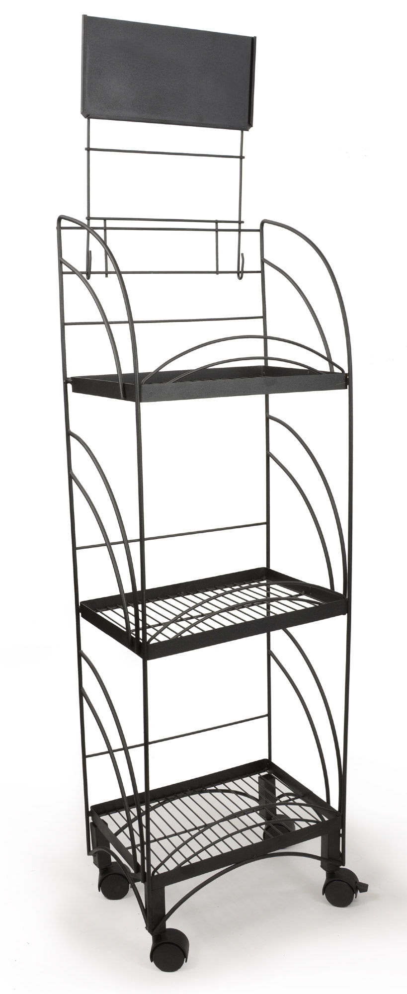 Metal POP Display Rack | 14" w/ Metal Shelving, Wheels & Header ...