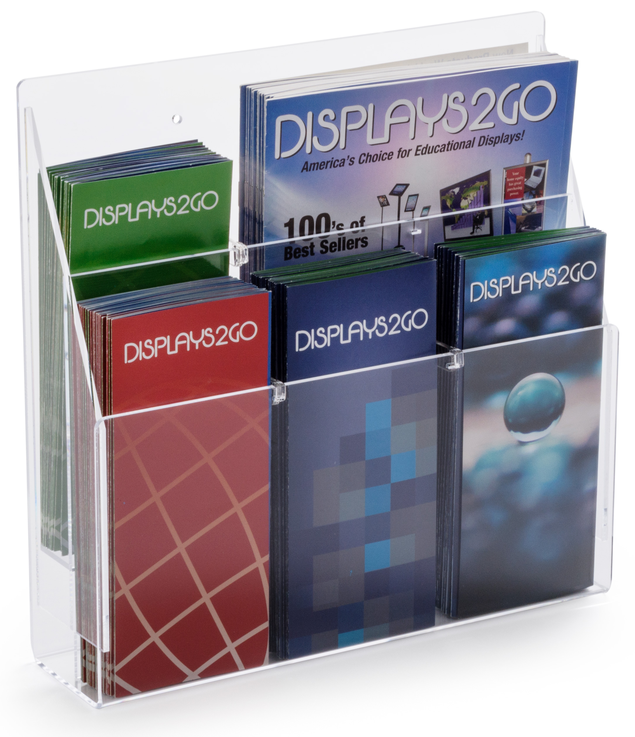 Stepped Literature Display | Multi-Pocket Wall or Counter Rack ...