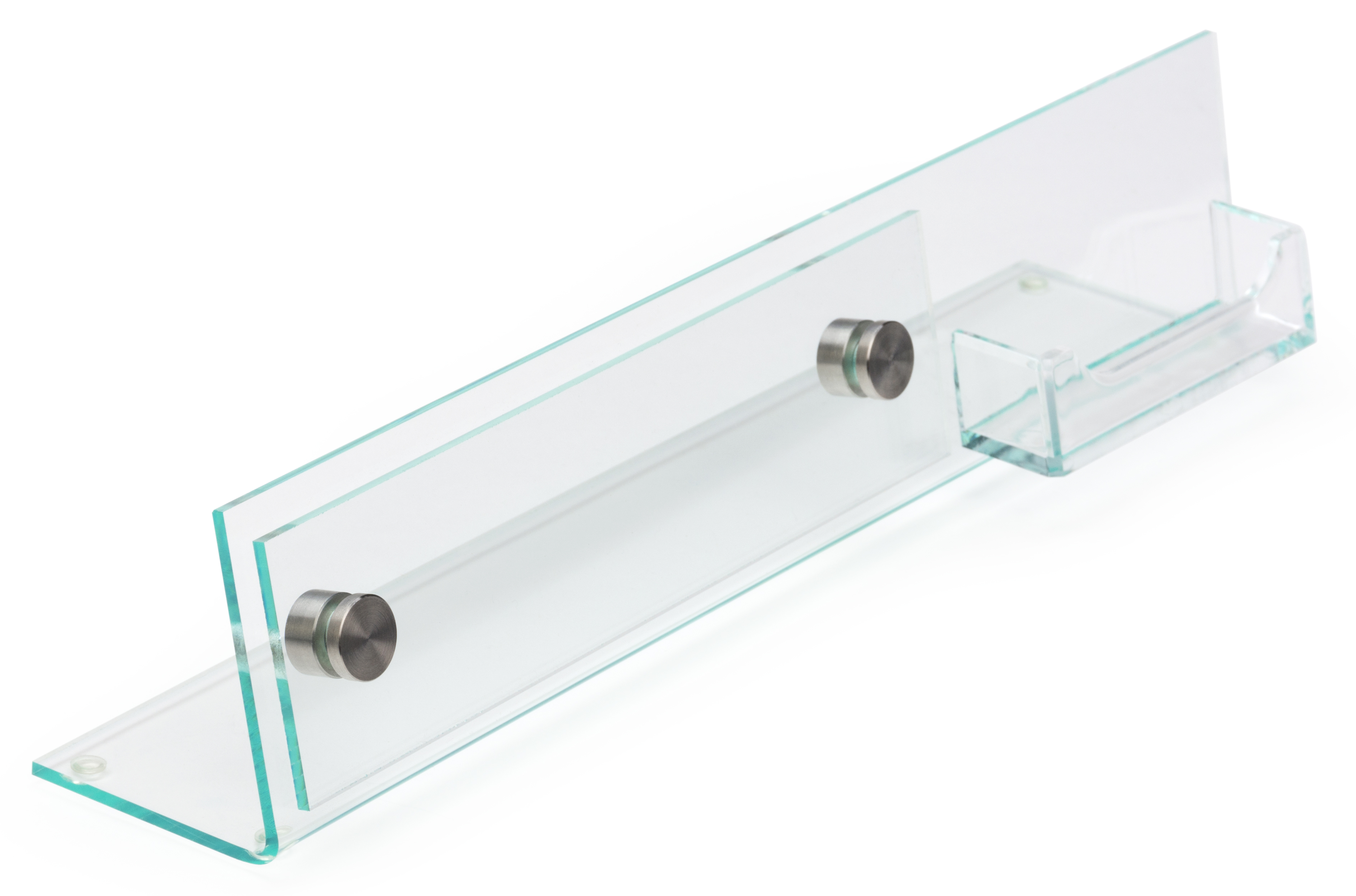Desk Nameplate with Business Card Holder | Clear Acrylic | Displays2Go
