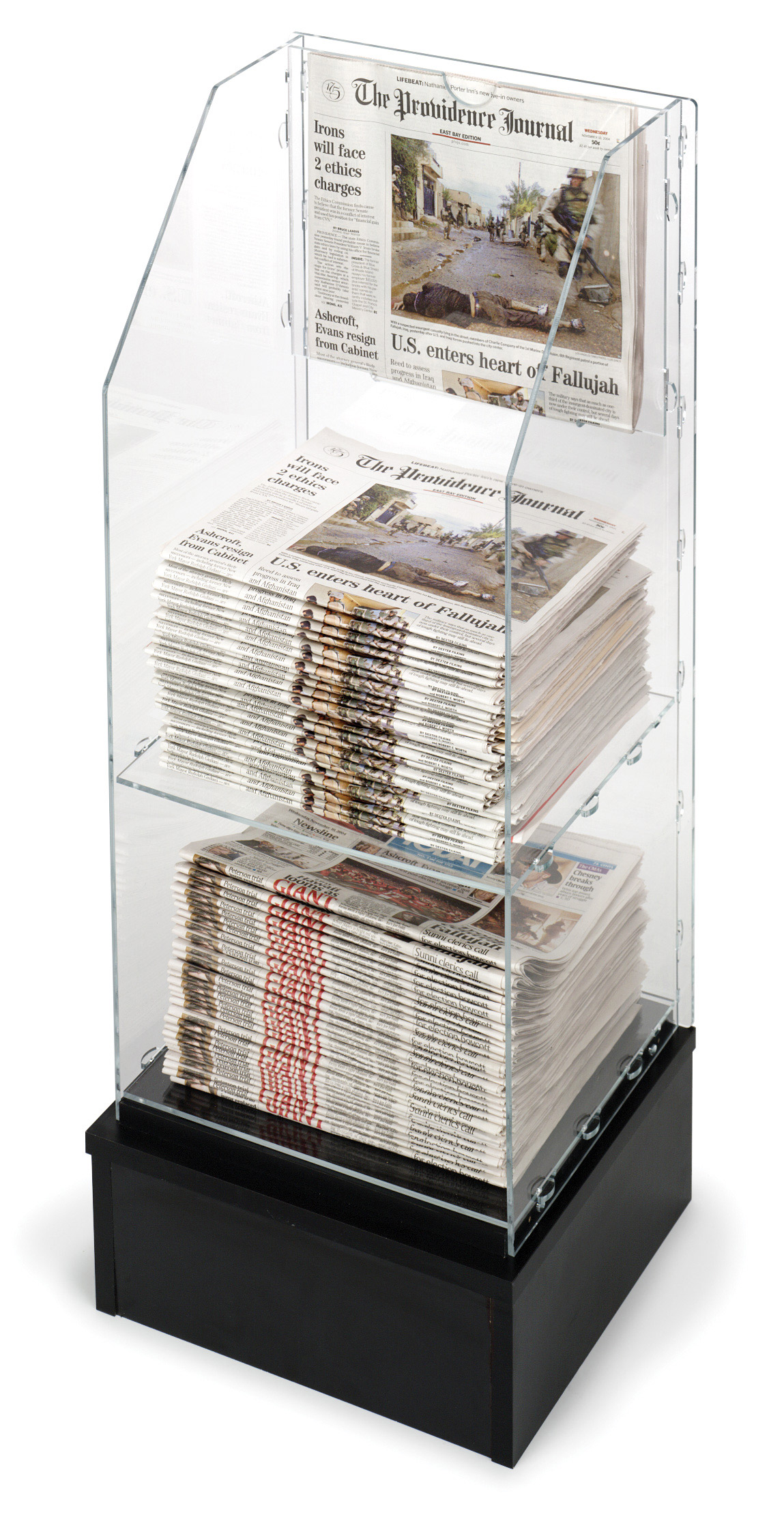 Free Standing Newspaper Rack | Acrylic w/ Black Base | Displays2Go