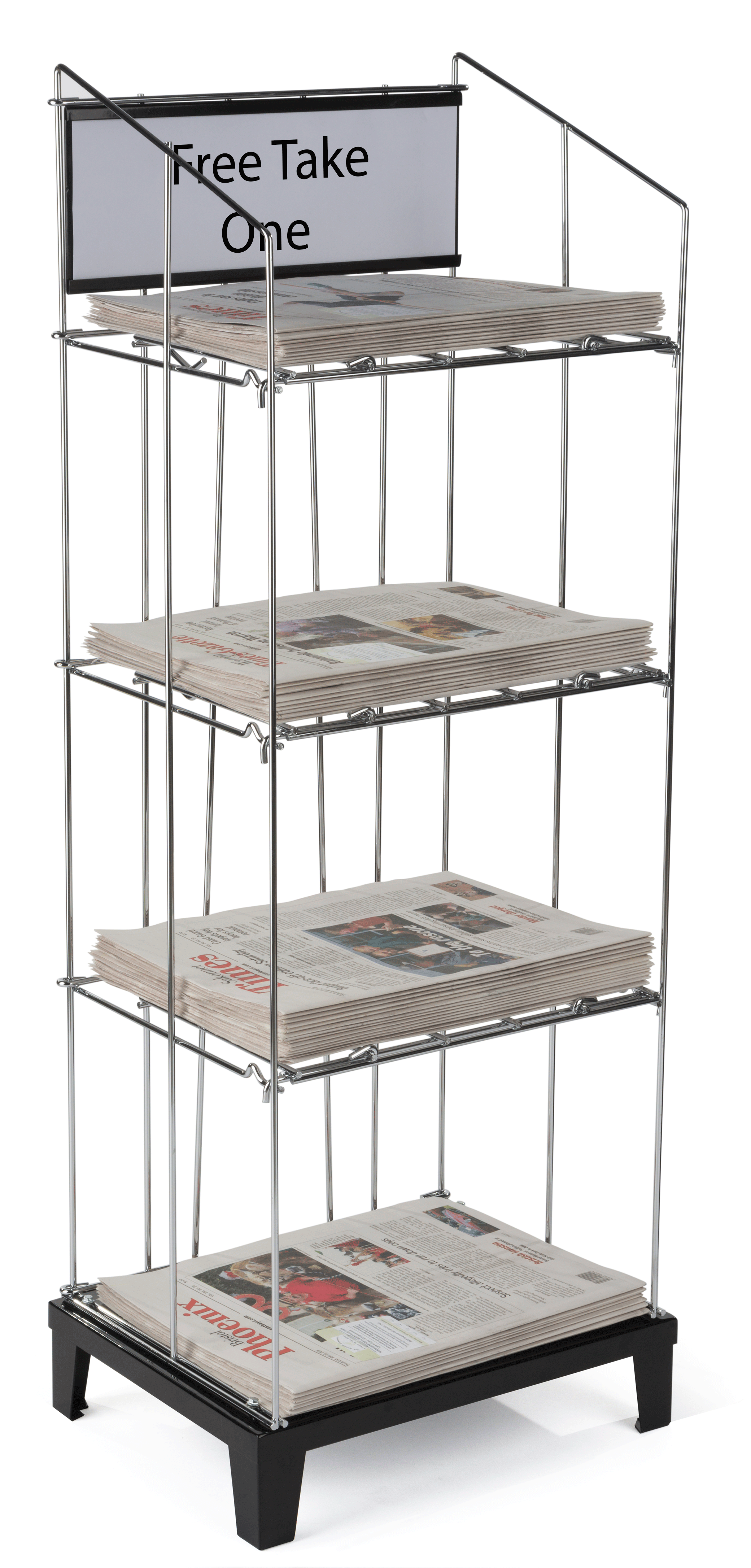 Wire Newspaper Floor Rack | (3) Removable Shelves | Displays2Go