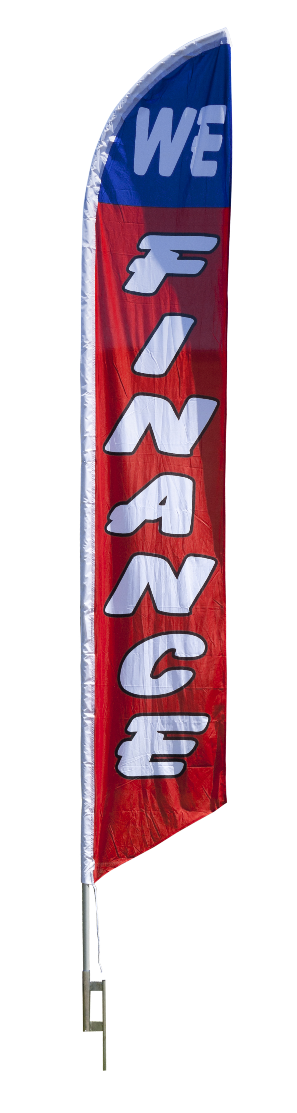 We Finance Message Flag | Blue & Red Color Scheme w/ White Text ...