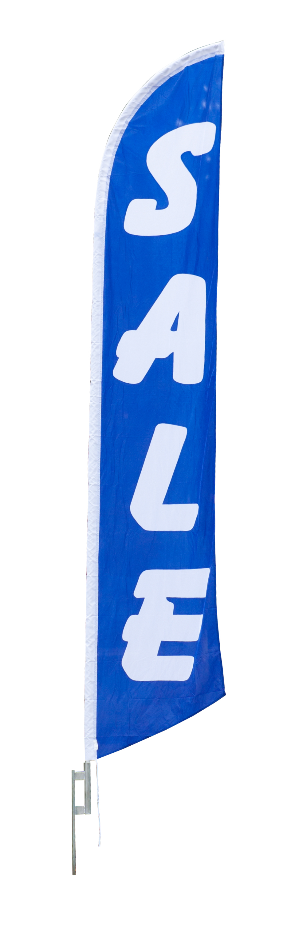 Sale Flag with Ground Spike | Blue & White Banner Display | Displays2Go