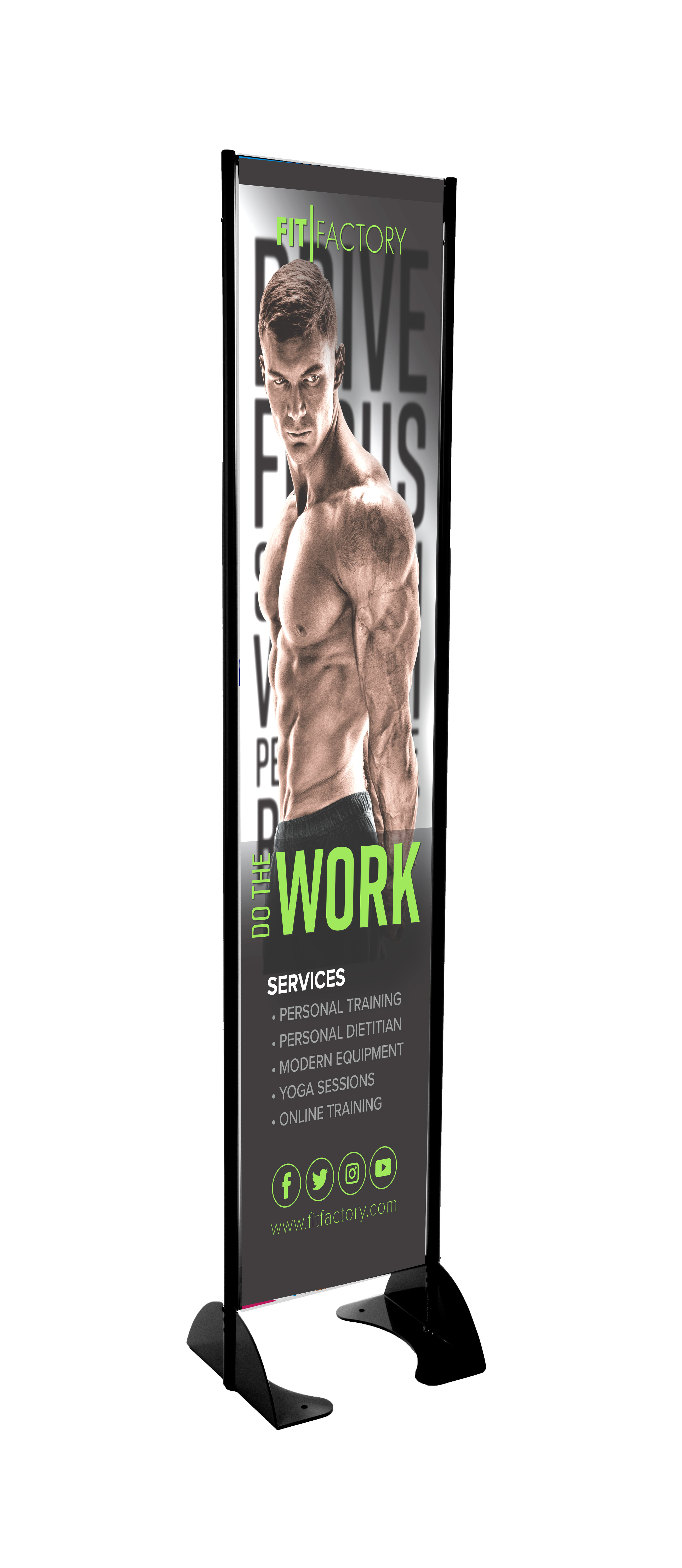 16” x 72” Back Permanent Banner Stand | Single Graphic Included ...