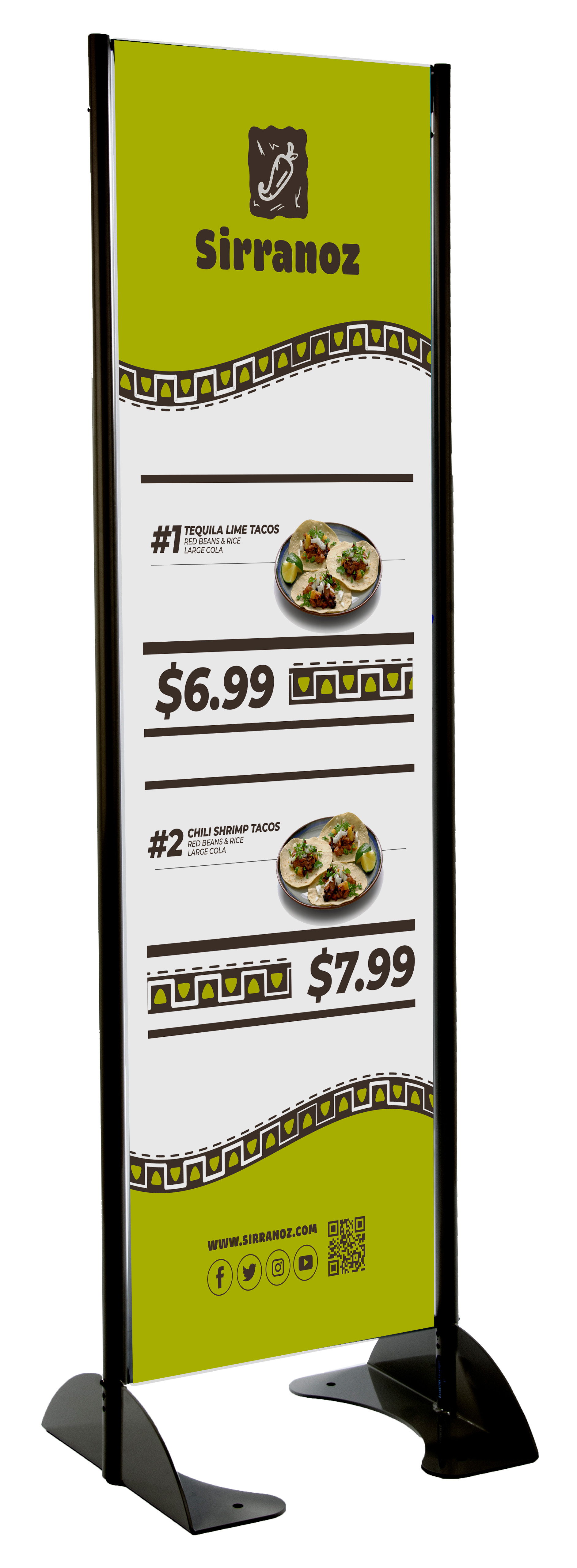 20” x 72” Black Permanent Banner Stand | Single Sided Graphic | Displays2Go