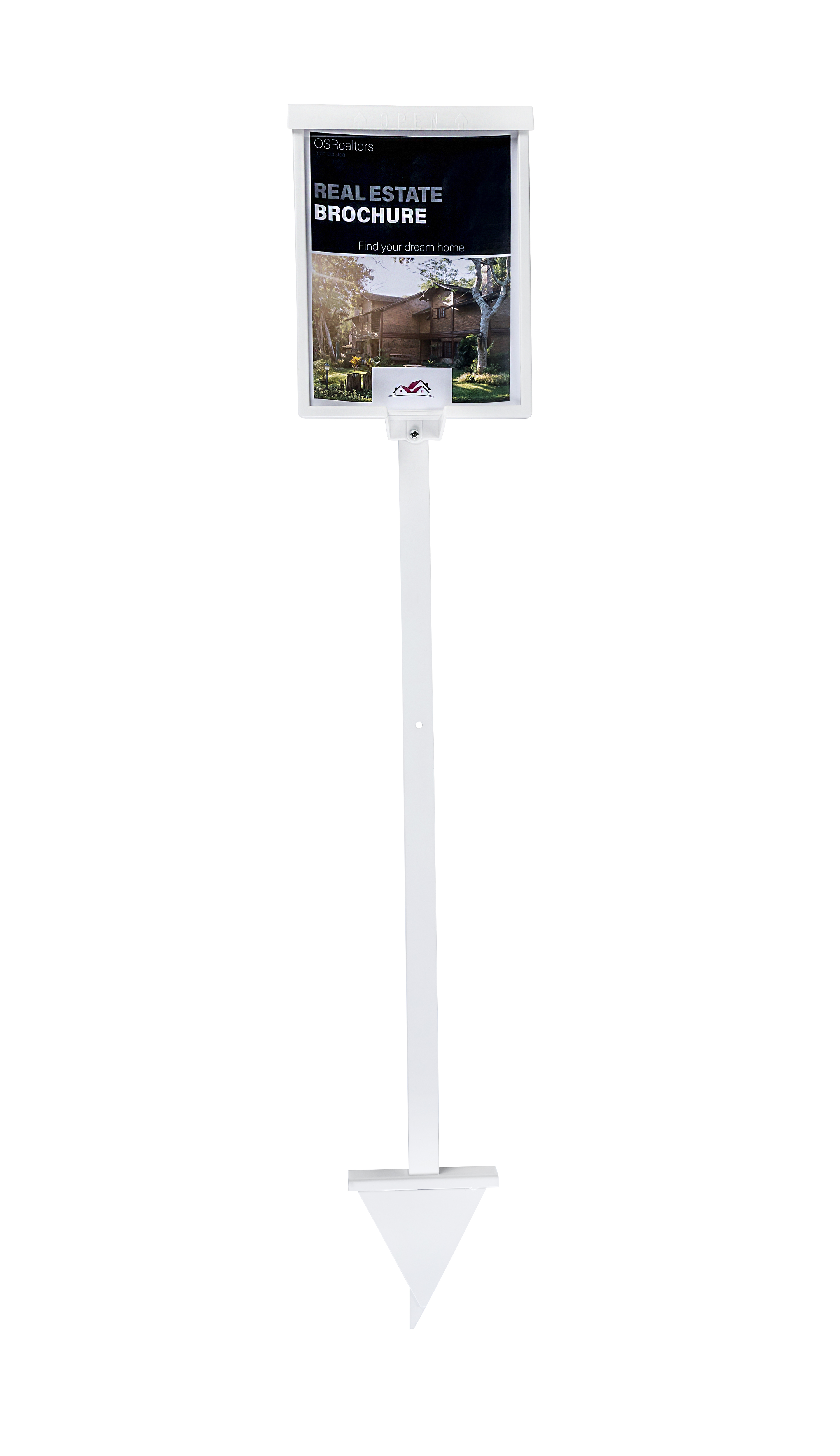 Outdoor Flyer Holder with Stake | White Steel Spike | Displays2Go