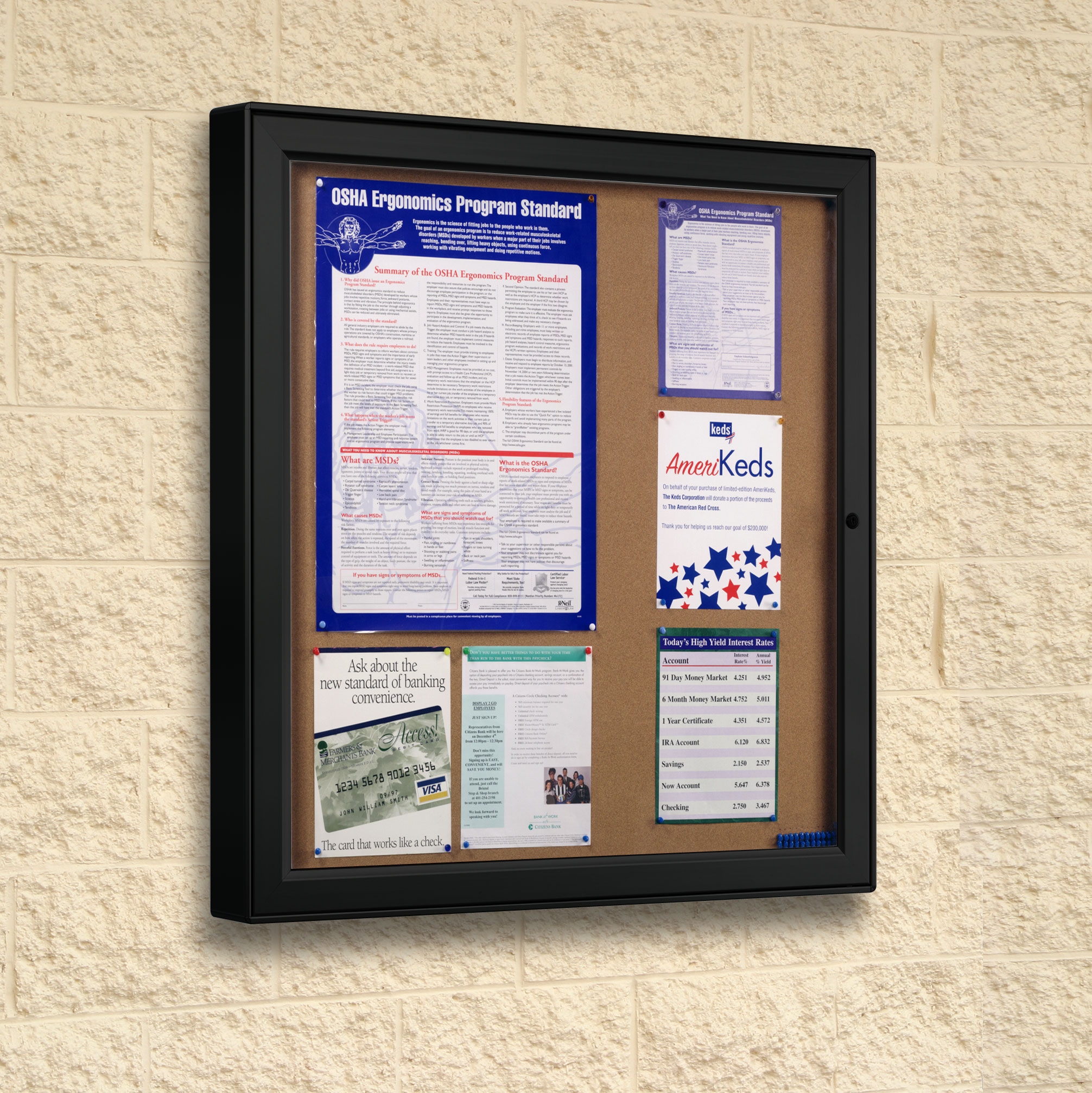 Weather Resistant Notice Boards | Black Frame w/ Lock | Displays2Go