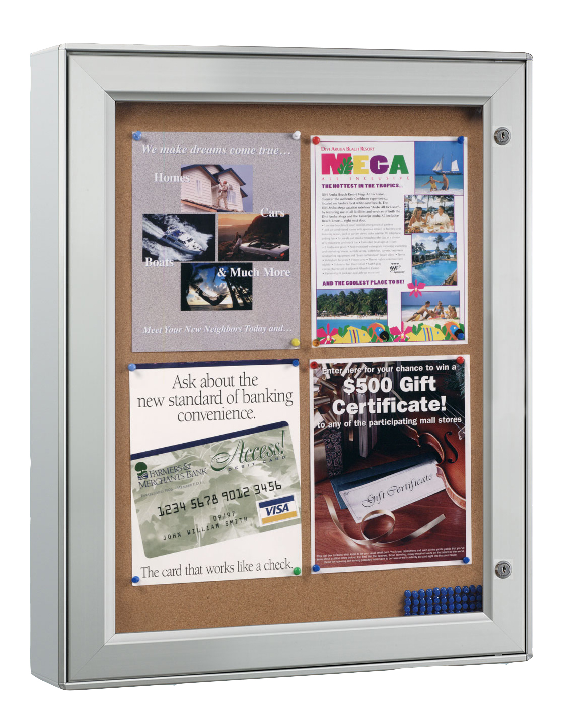 Exterior Rated Tackboard | Secure Bulletin Display for Menus | Displays2Go