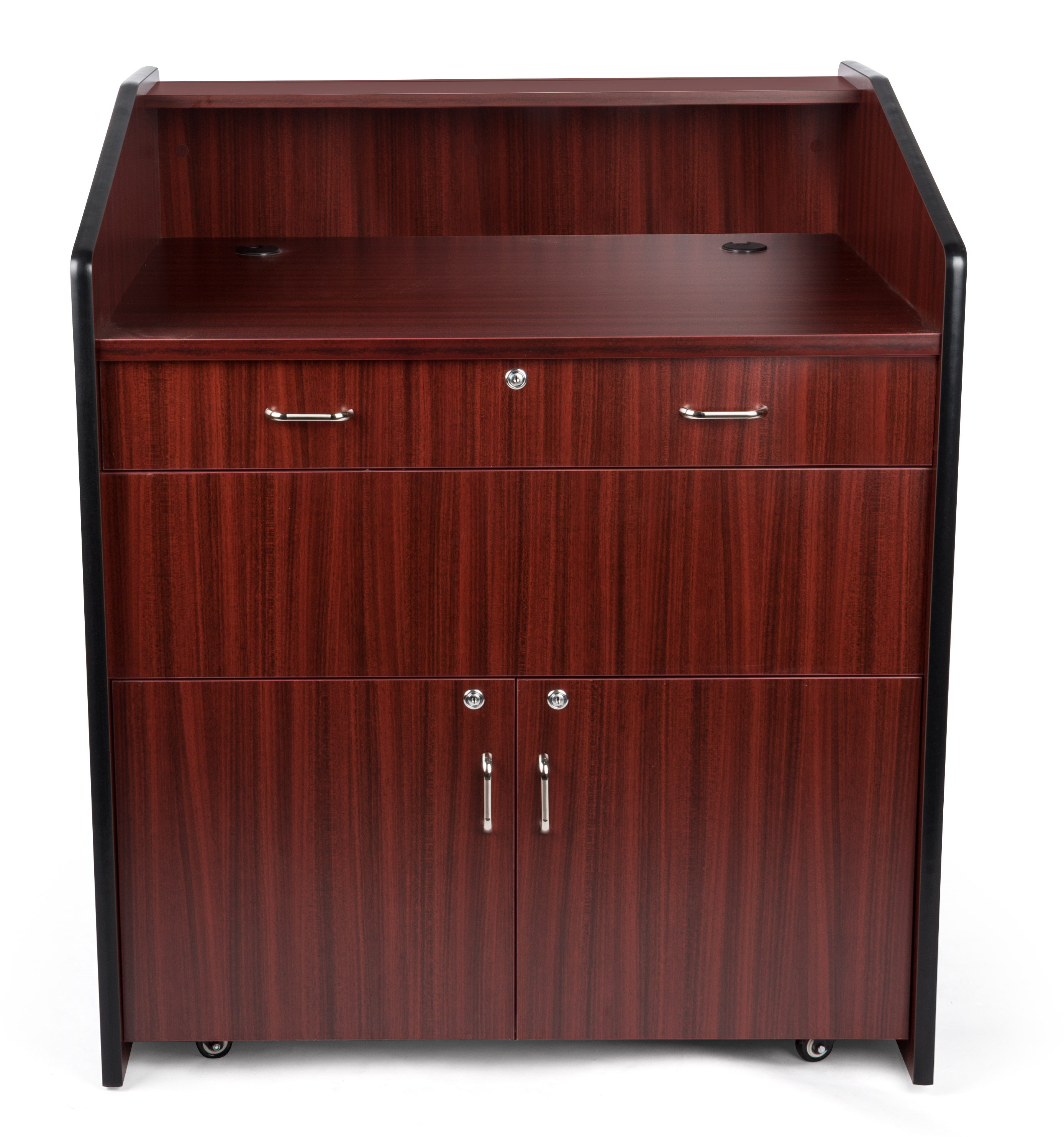 Presentation Podium with Locking Cabinet | Rich Mahogany Laminate ...