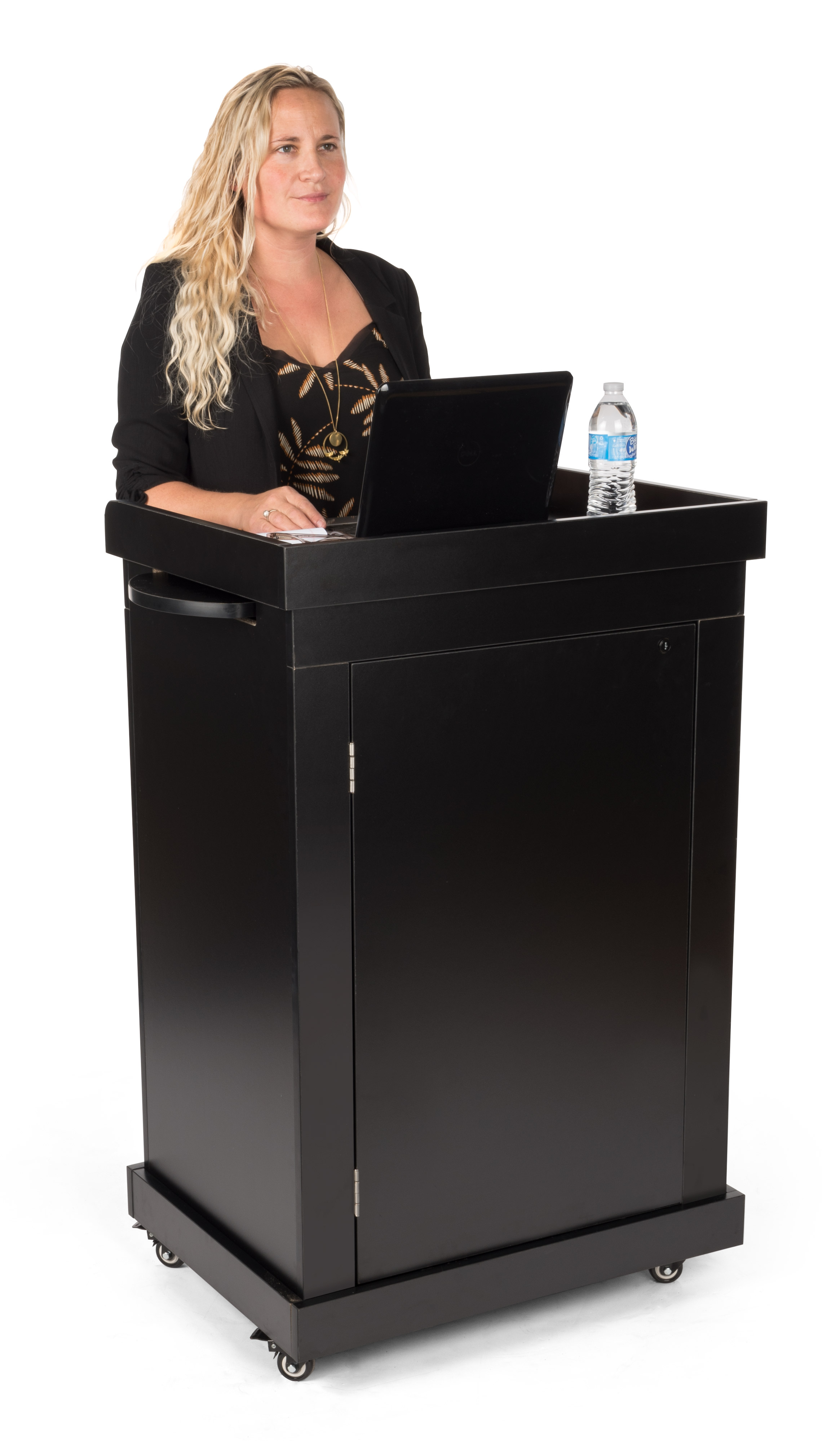 School Podium on Wheels | 2 Locking Storage Spaces | Displays2Go