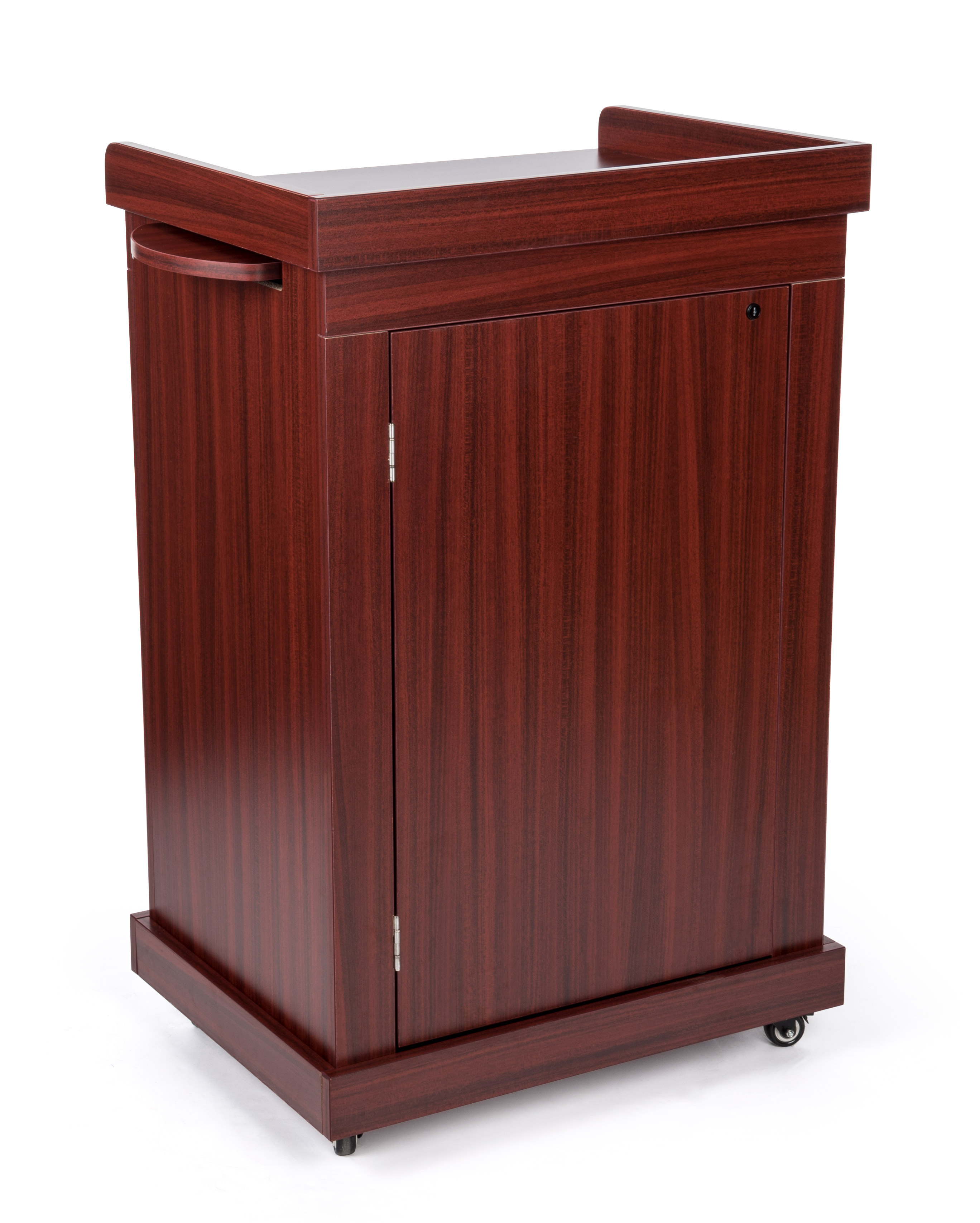 Lecture Podium with Cabinet | Mahogany Finish | Displays2Go