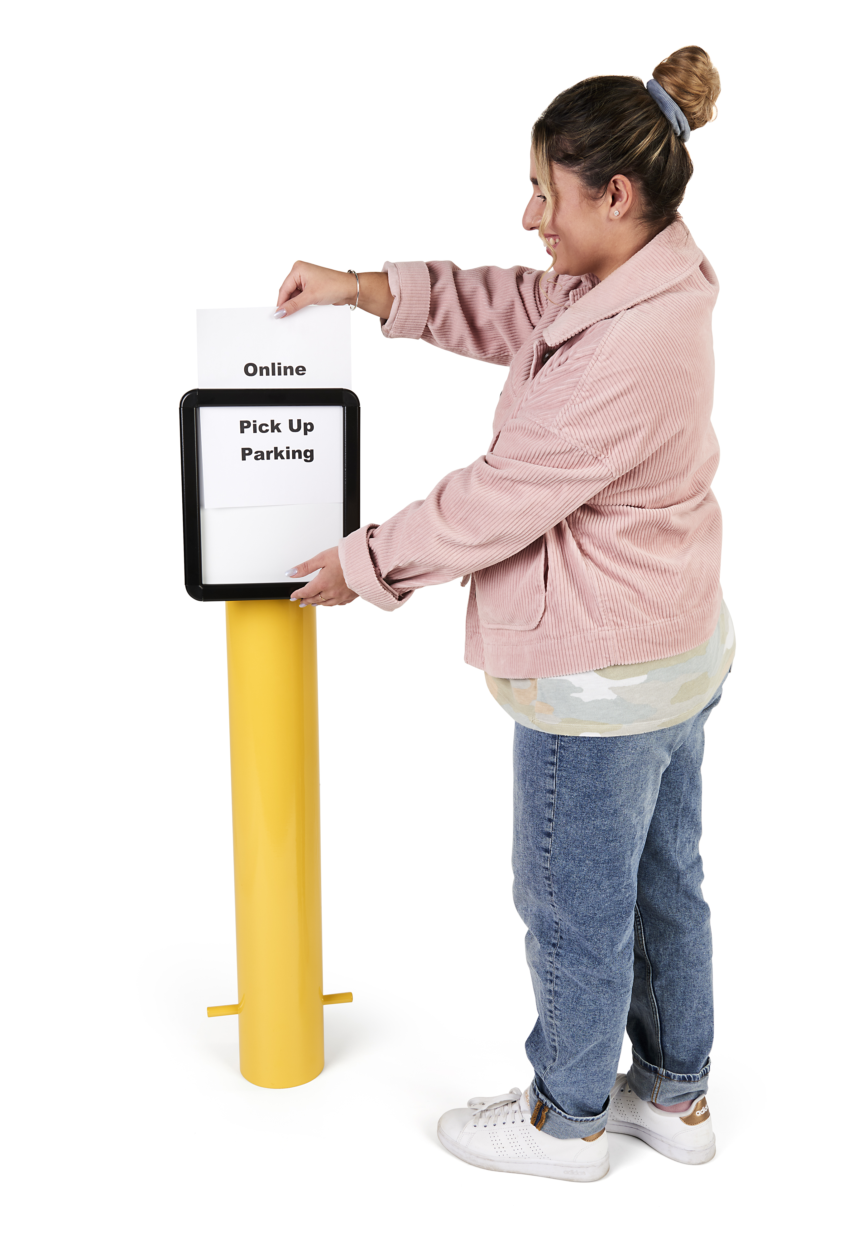 Bollard Sign Topper | Black Weather-Resistant Aluminum Frame | Displays2Go
