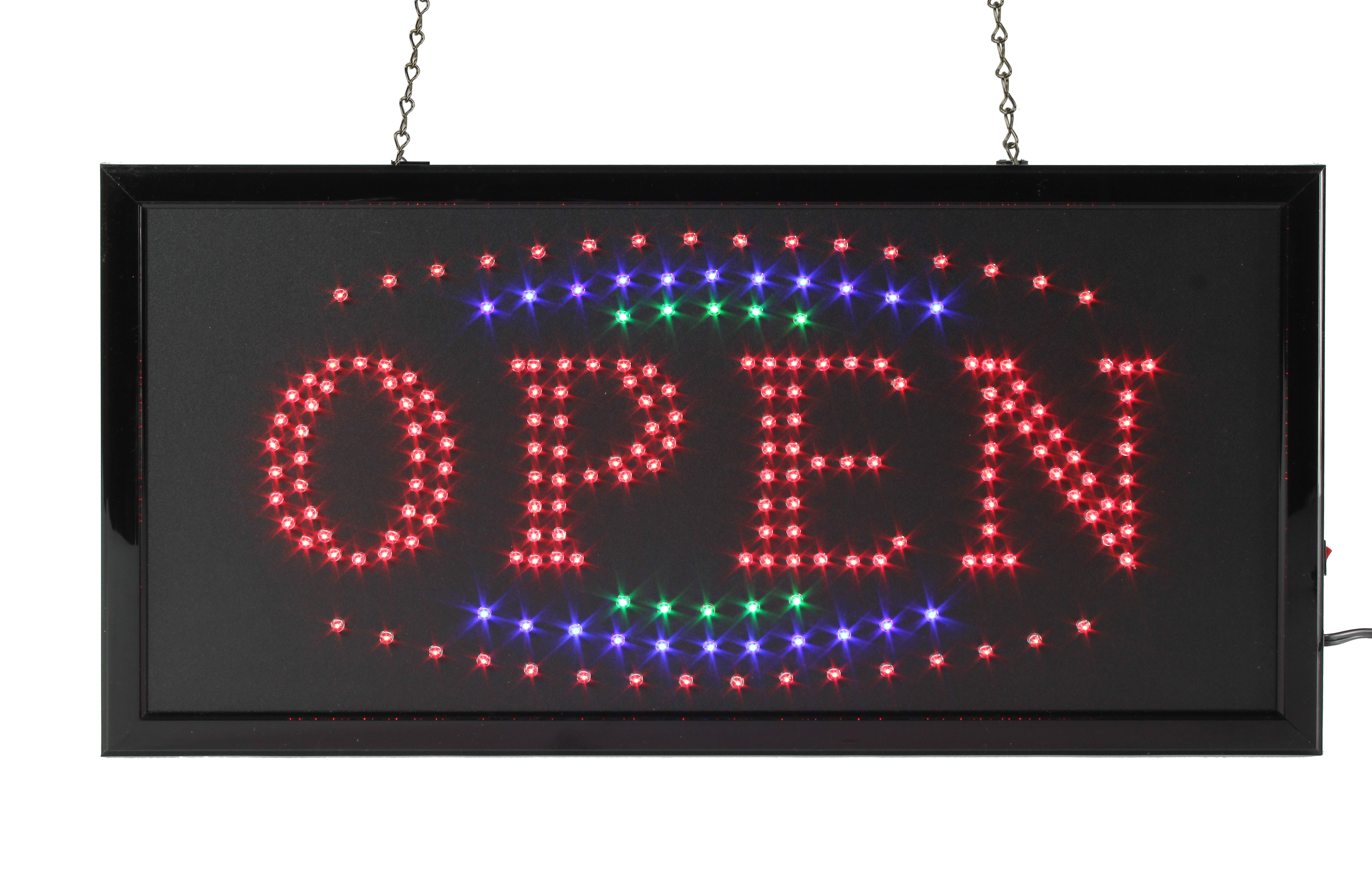 Open LED Flashing Sign | Radiating Red, Blue & Green Animation ...