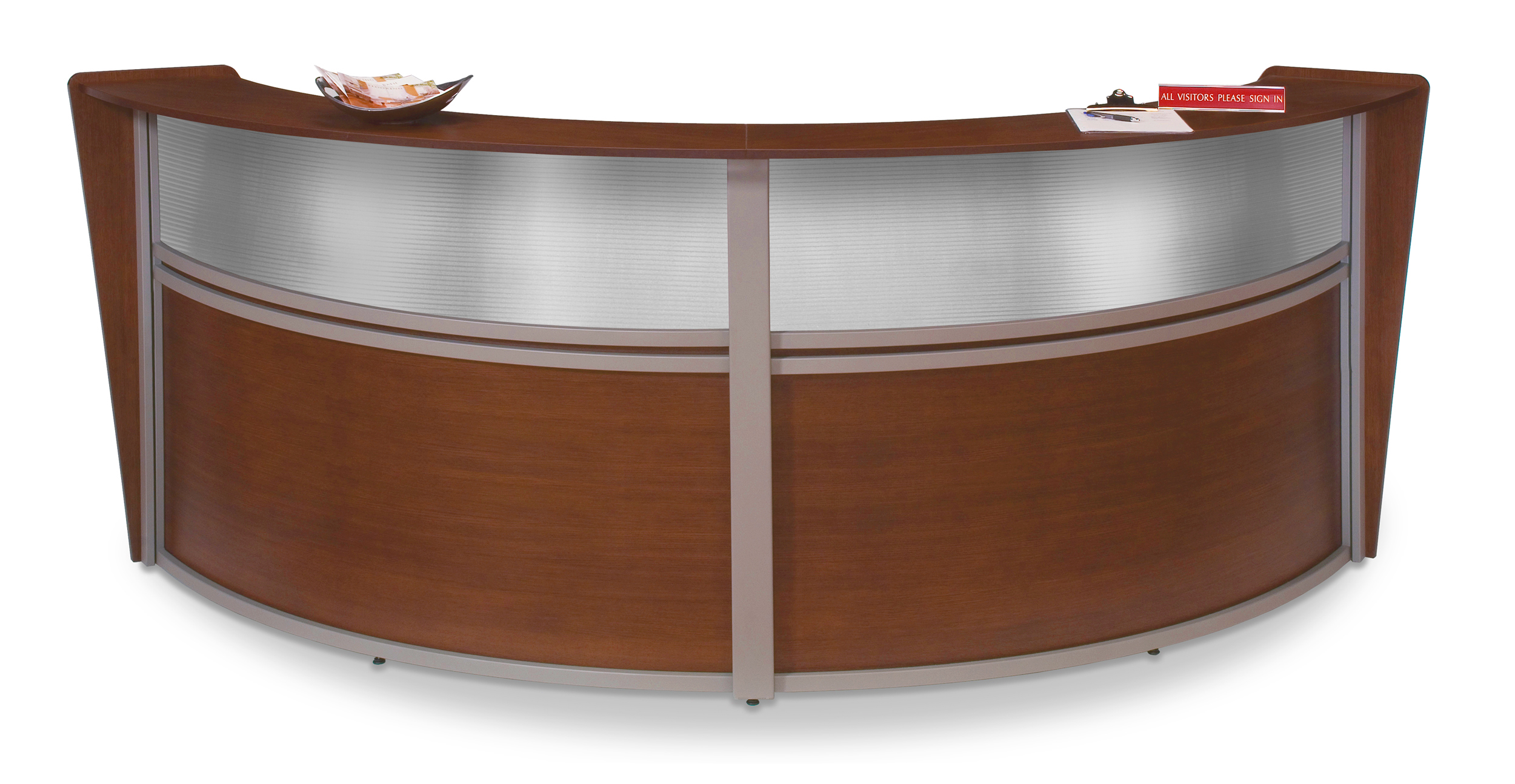Reception Station | Double Unit with Modern Arc Design | Displays2Go