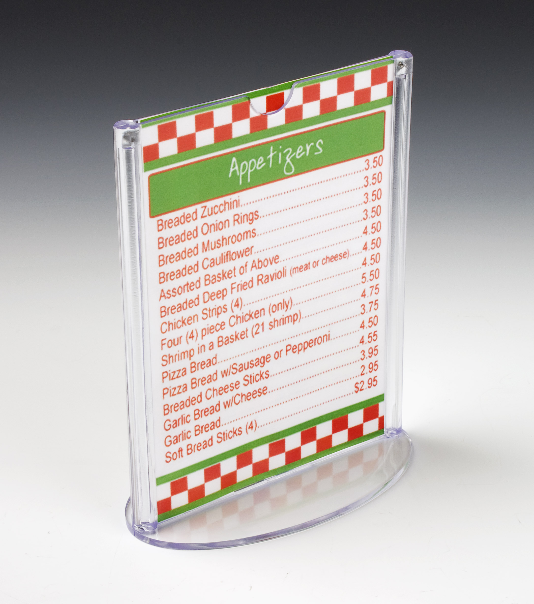 Restaurant Menu Holder | Oval Base Stand for Tabletops | Displays2Go