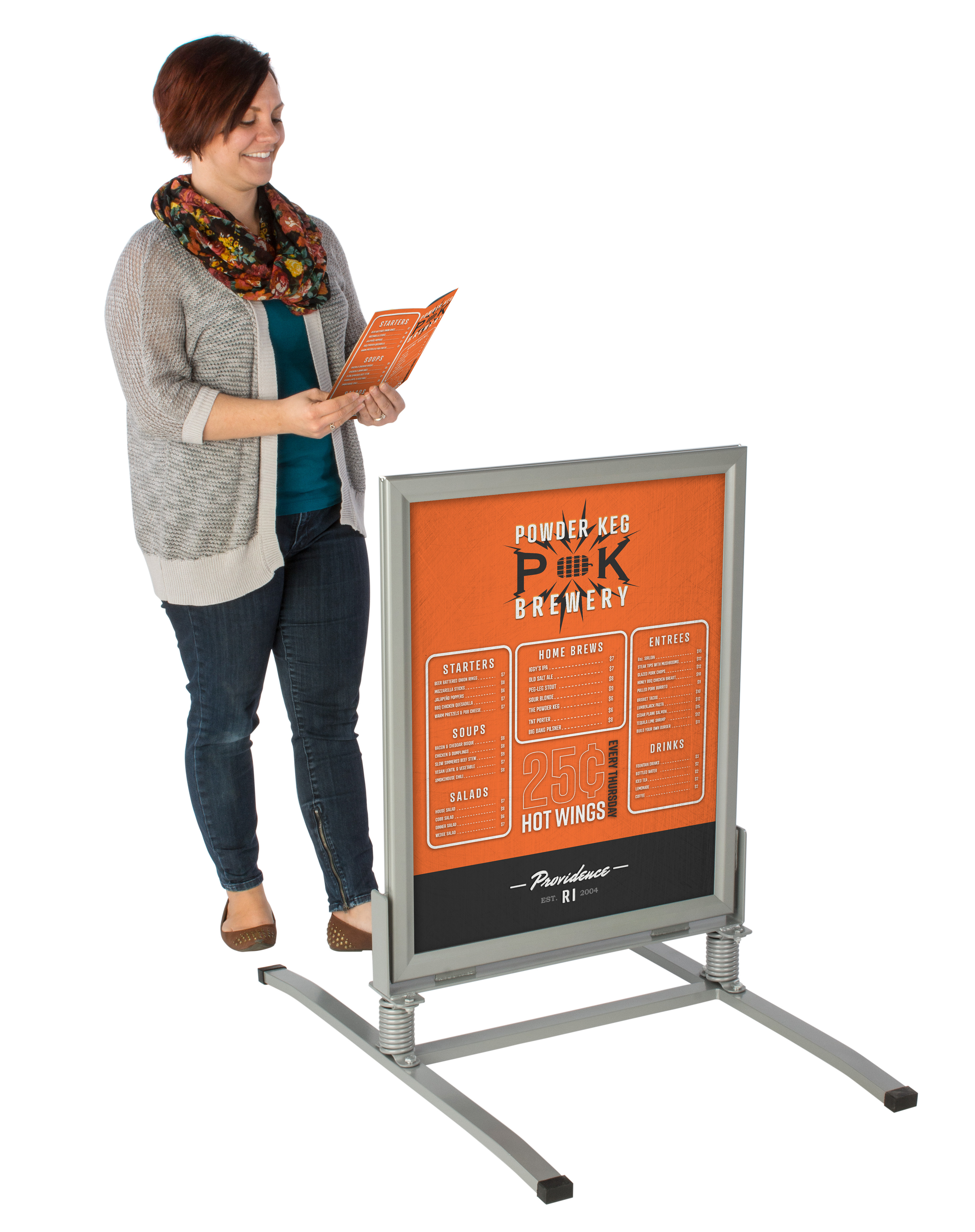 Spring Loaded Sidewalk Sign | Non-Rust Base | Displays2Go
