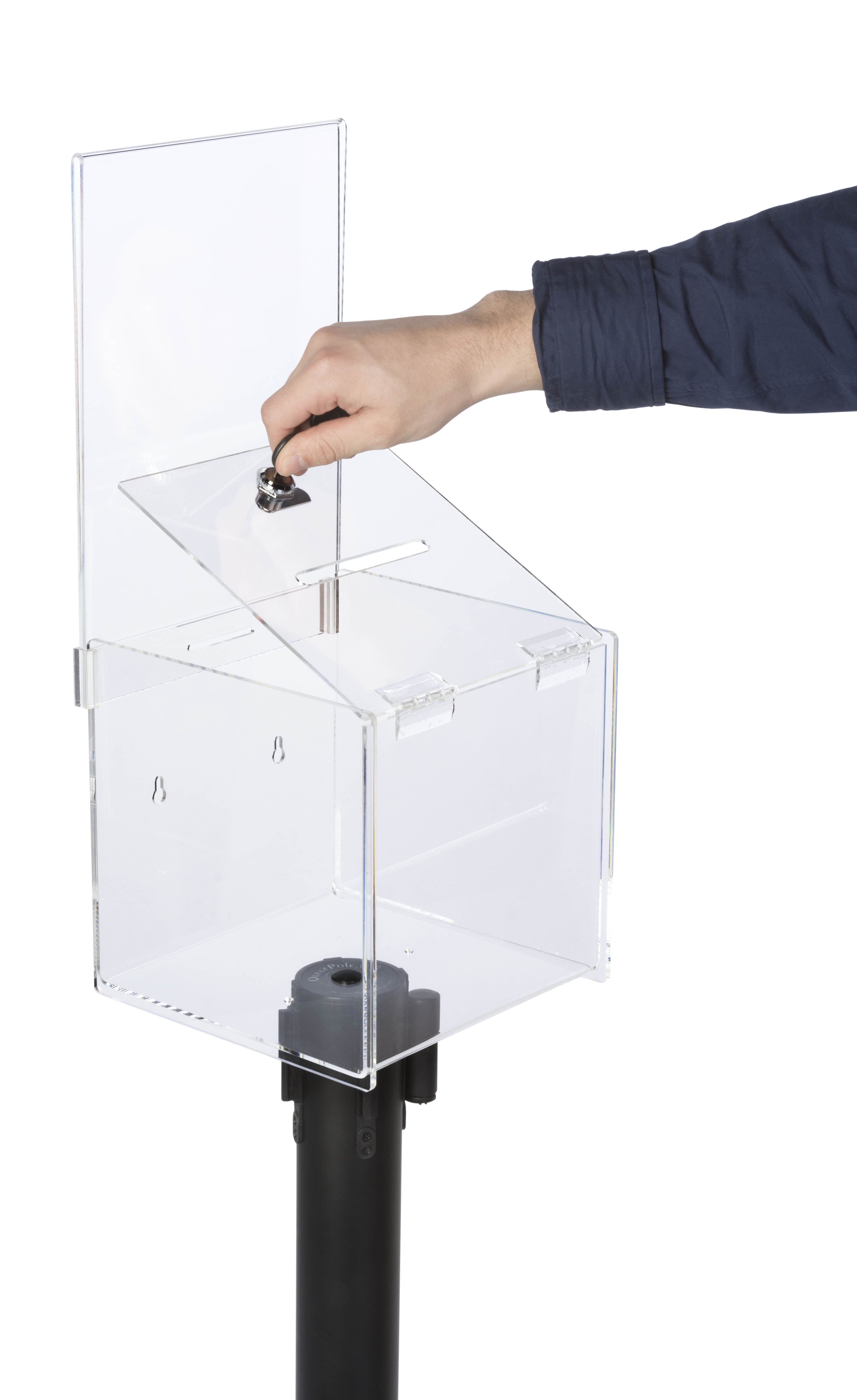 Ballot Box Stanchion Topper | Lockable Acrylic Case | Displays2Go